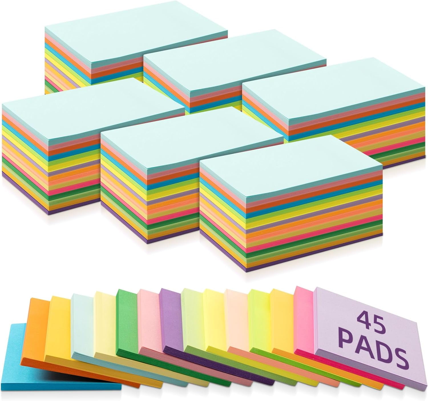 TRAHOO-Sticky Notes 45 Pack 4x6 Paper Colorful Sticky Pad 15 Bright ...