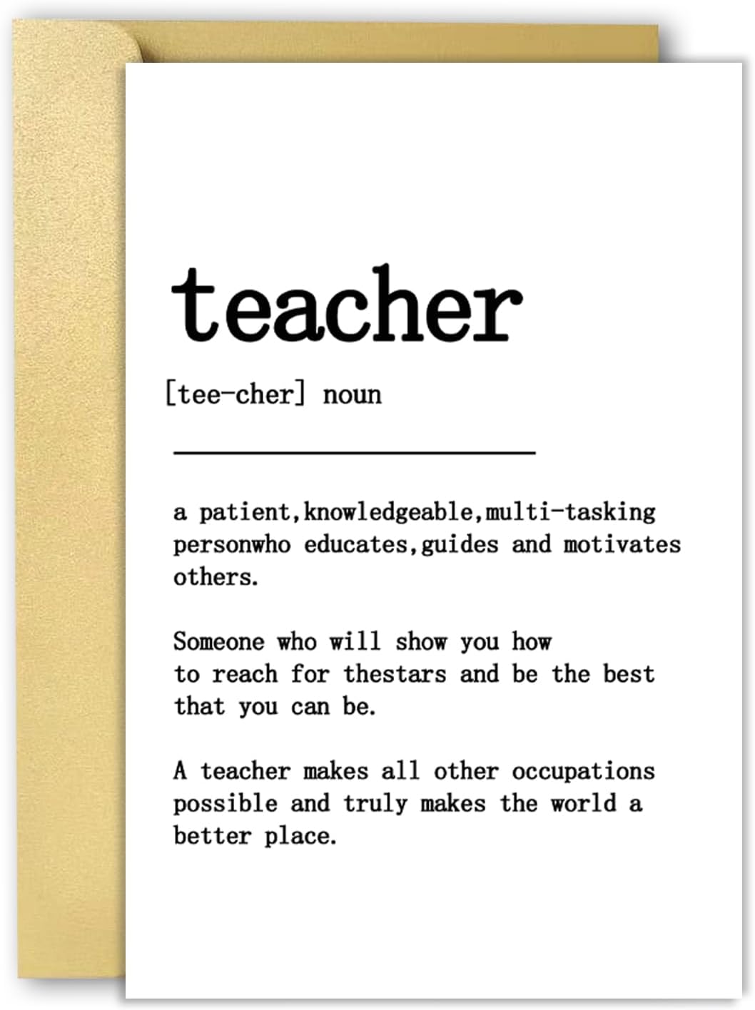 TRAHOO-Sweet Teacher Denifition Card, Unique Teacher Appreciation Gift ...