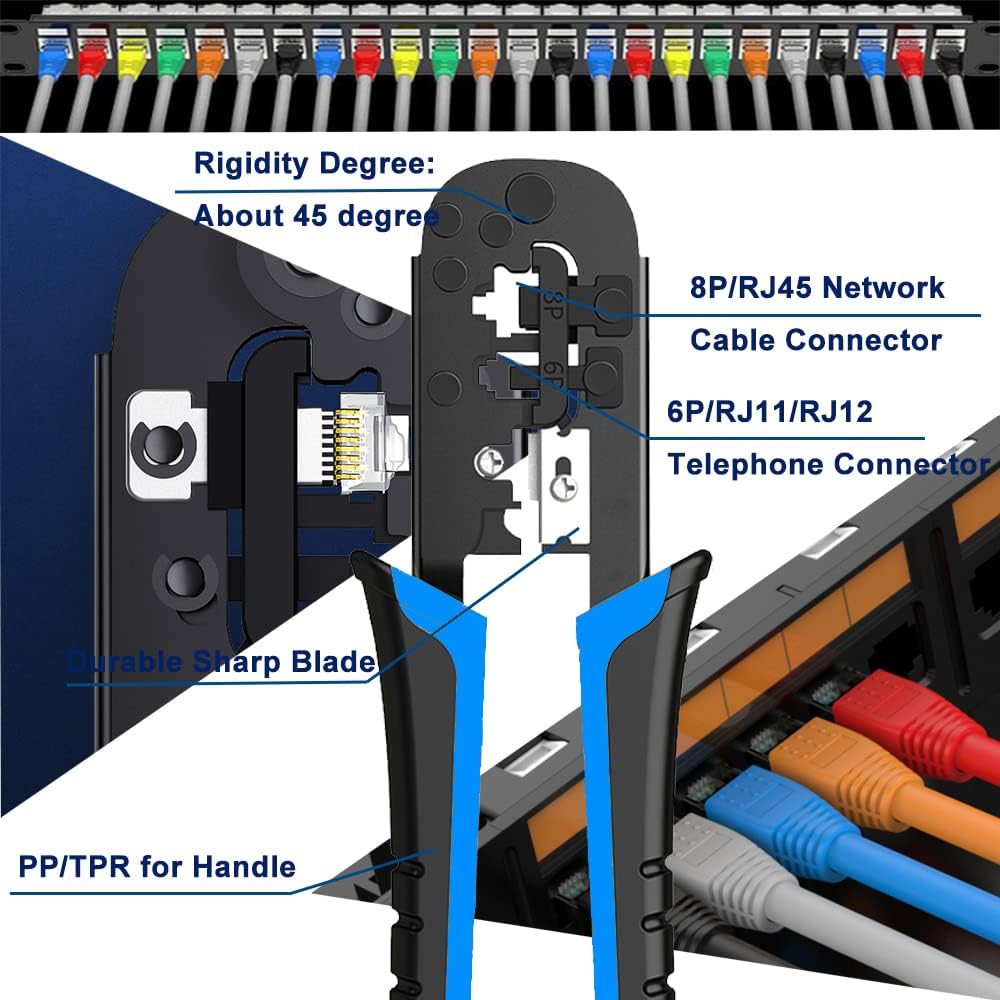 TRAHOO-TAIWAIN RJ45 CAT5 CAT6 Crimper Network Crimping Tool Cutter Kit ...