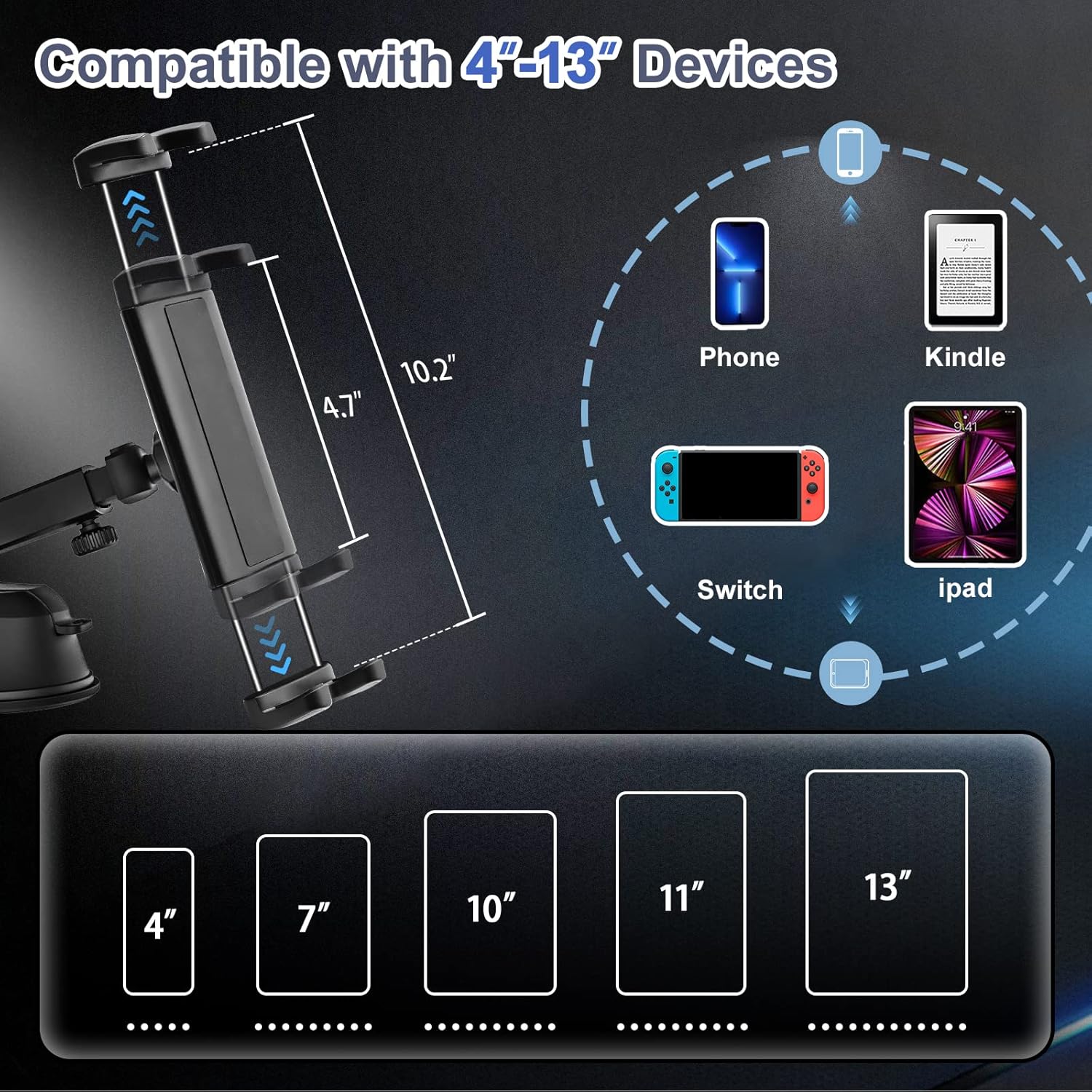 TRAHOO-Tablet Holder for Car Dashboard Mount, 3-in-1 Car Air Vent ...