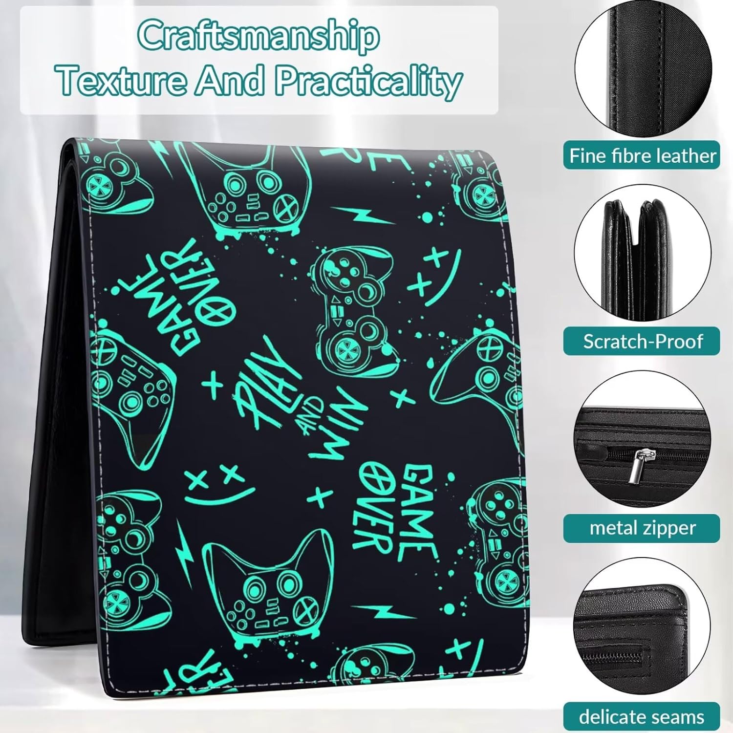 TRAHOO-Teen Boys Wallet Gifts for Gamers Boys Gamepad Leather Wallets ...