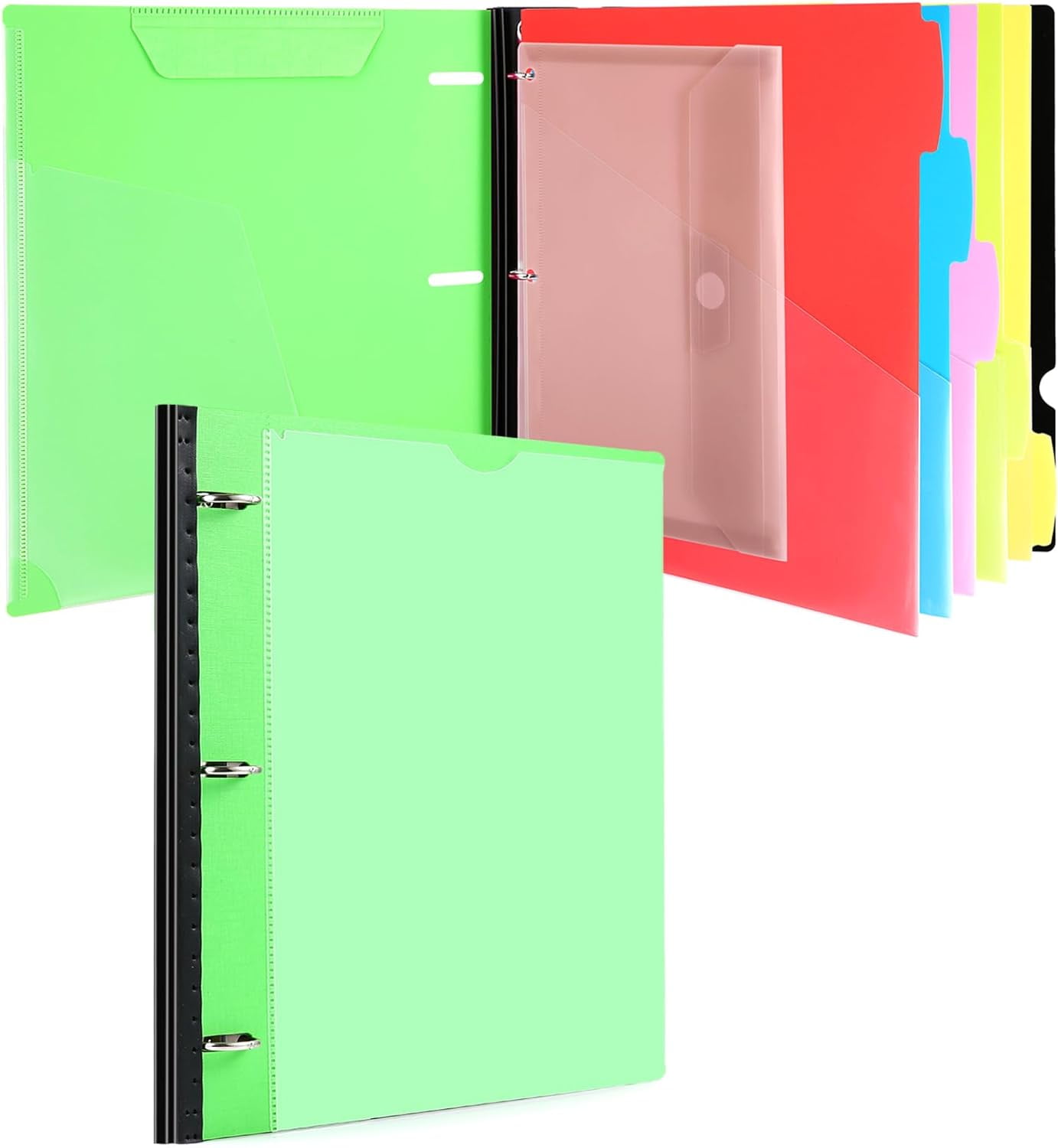 TRAHOO-Telescoping Project Organizer-Green, Refillable 3 Ring Binder 13 ...