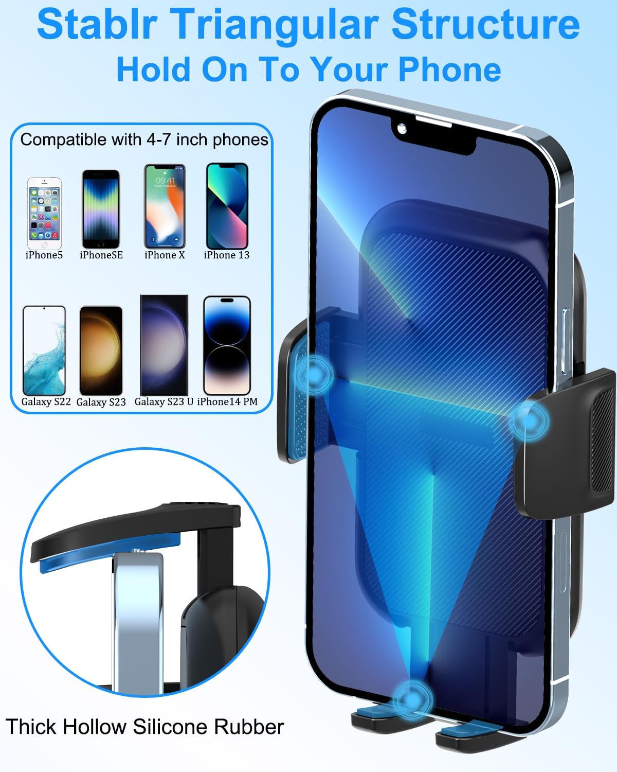 TRAHOO-Tesla Phone Mount, [Strong Suction Cup] Dashboard Phone Mount ...