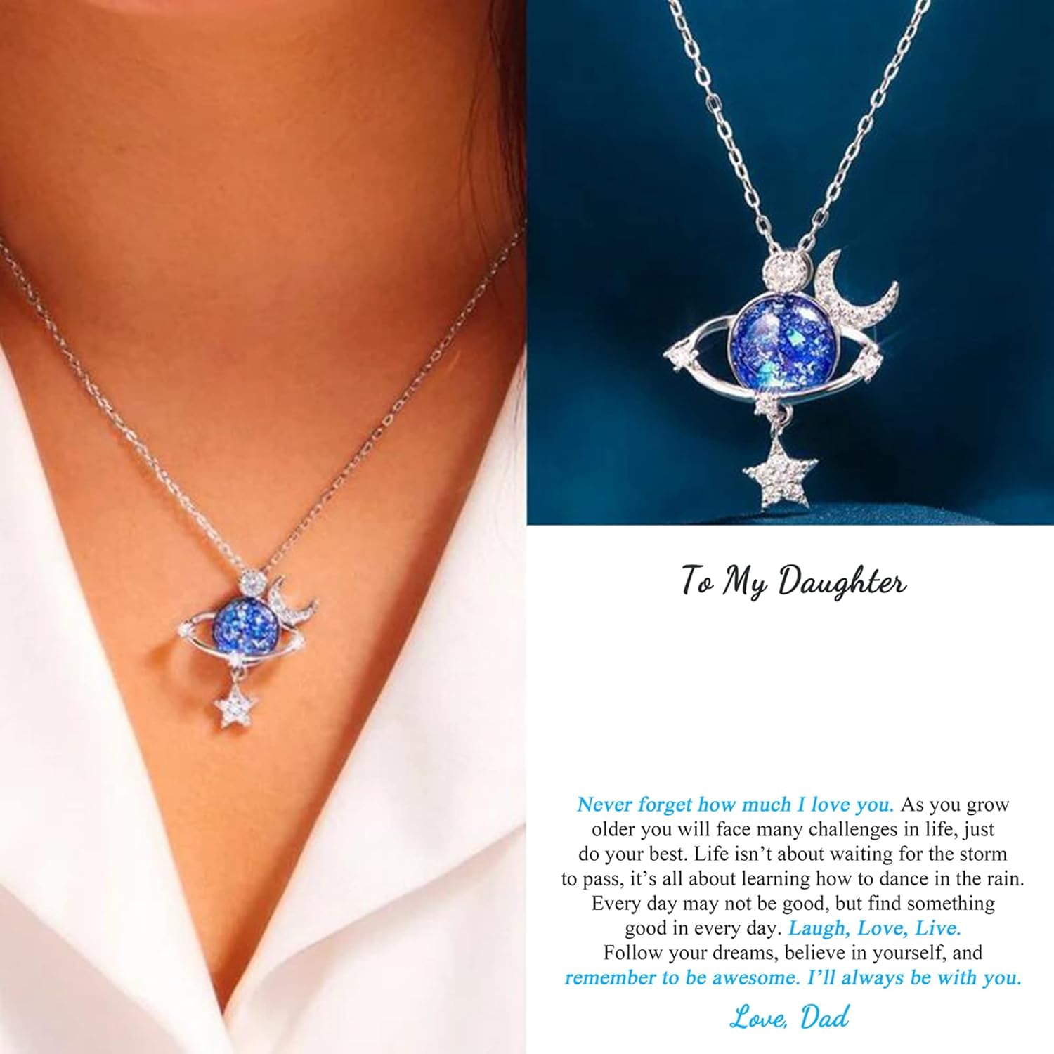 TRAHOO-To My Daughter Necklace from Mom Dad Inspirational Daughter ...