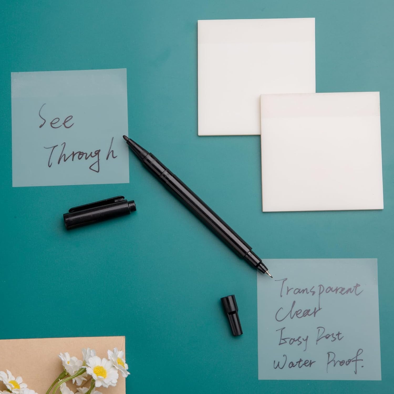 TRAHOO-Transparent Sticky Notes 3X3 Inch Post Clear Sticky It Notes See ...