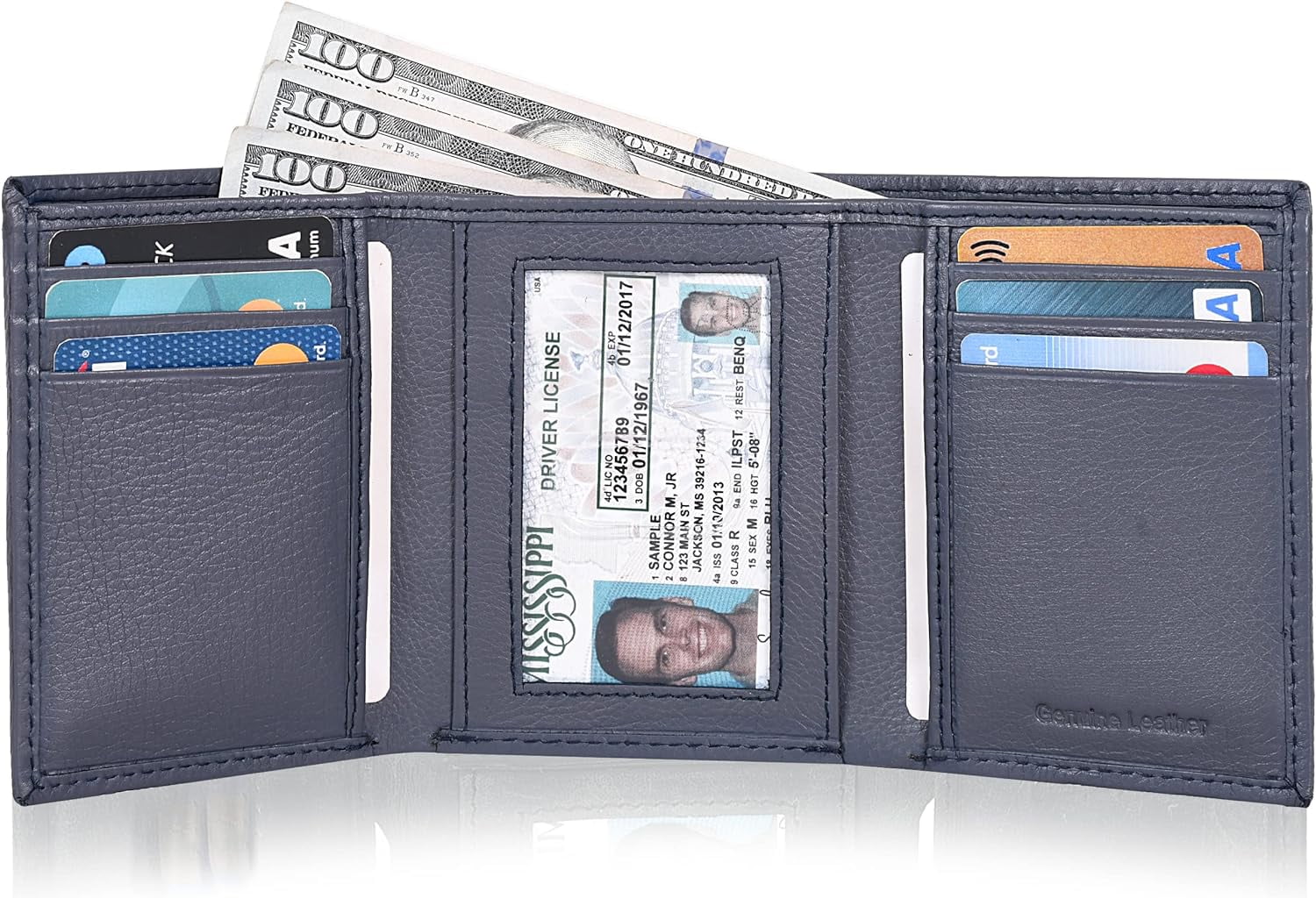 TRAHOO-Tri fold Leather Wallet for Men with RFID | Slim Wallets for Men ...