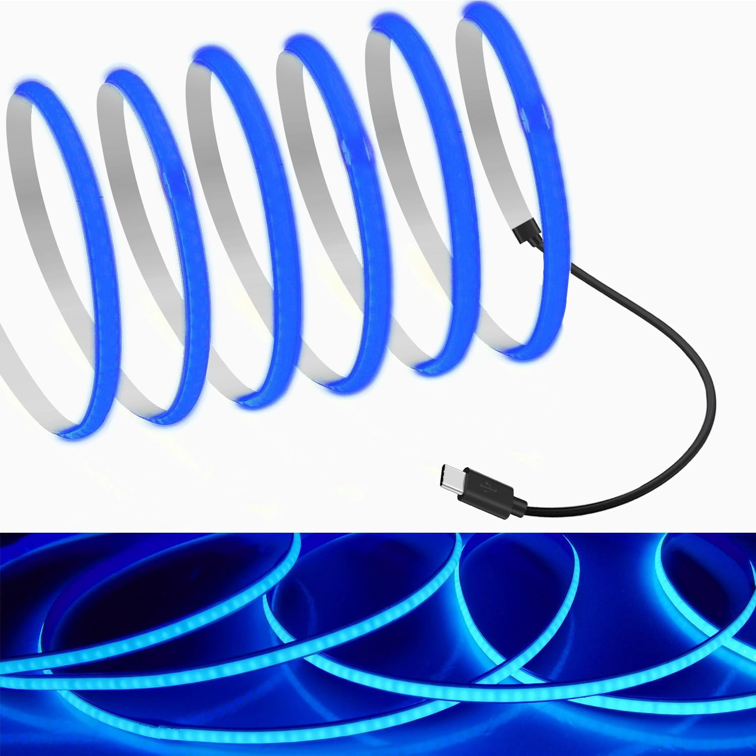 TRAHOO-】Type C COB Tape Light LED Strip.9.84ft/3m- Flexible 5mm Hidden ...