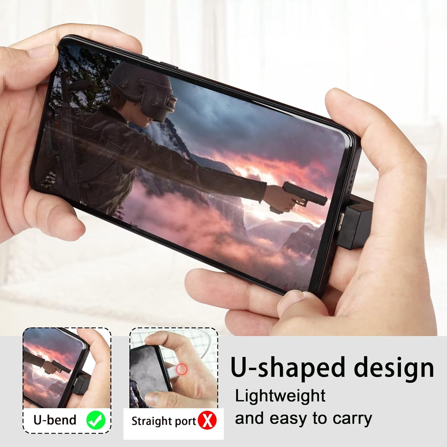 TRAHOO-U-Shape USB C to USB 3.1 Adapter 180 Degree Type C Male to USB ...
