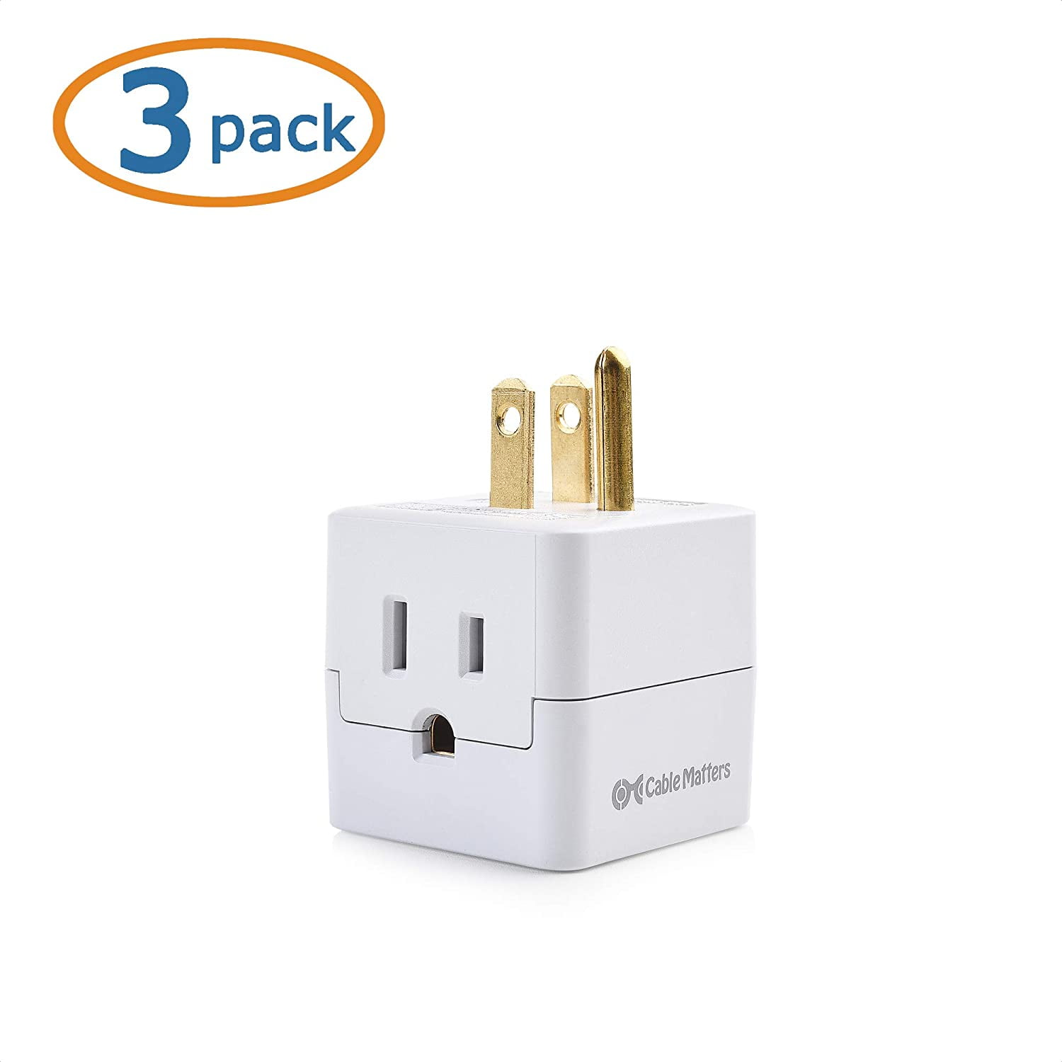 TRAHOO-[UL Listed] 3-Pack 3 Outlet Wall Adapter (3 Outlet Power Cube ...