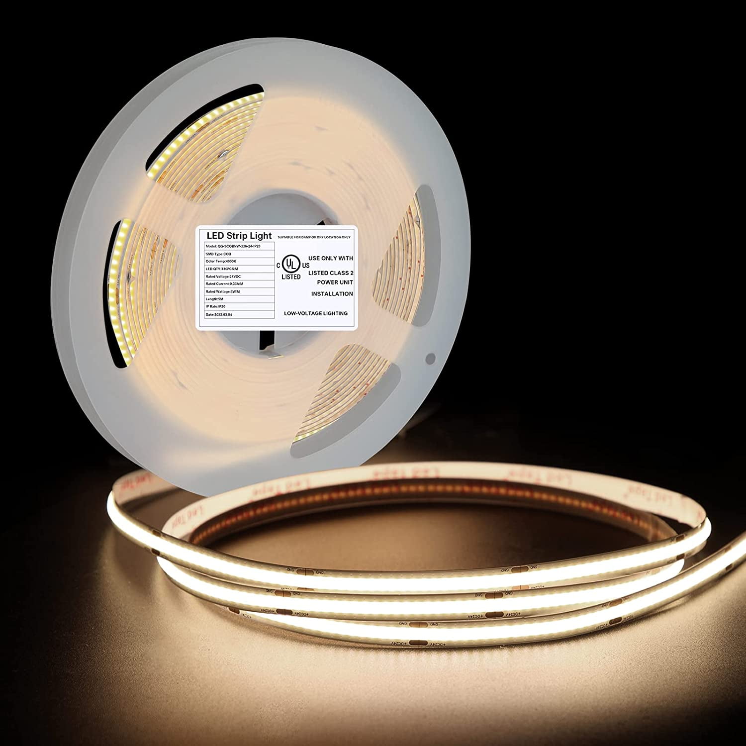 TRAHOO-UL-Listed COB LED Strip Light 4000K,5m/16.4ft DC 24V LED Strips ...