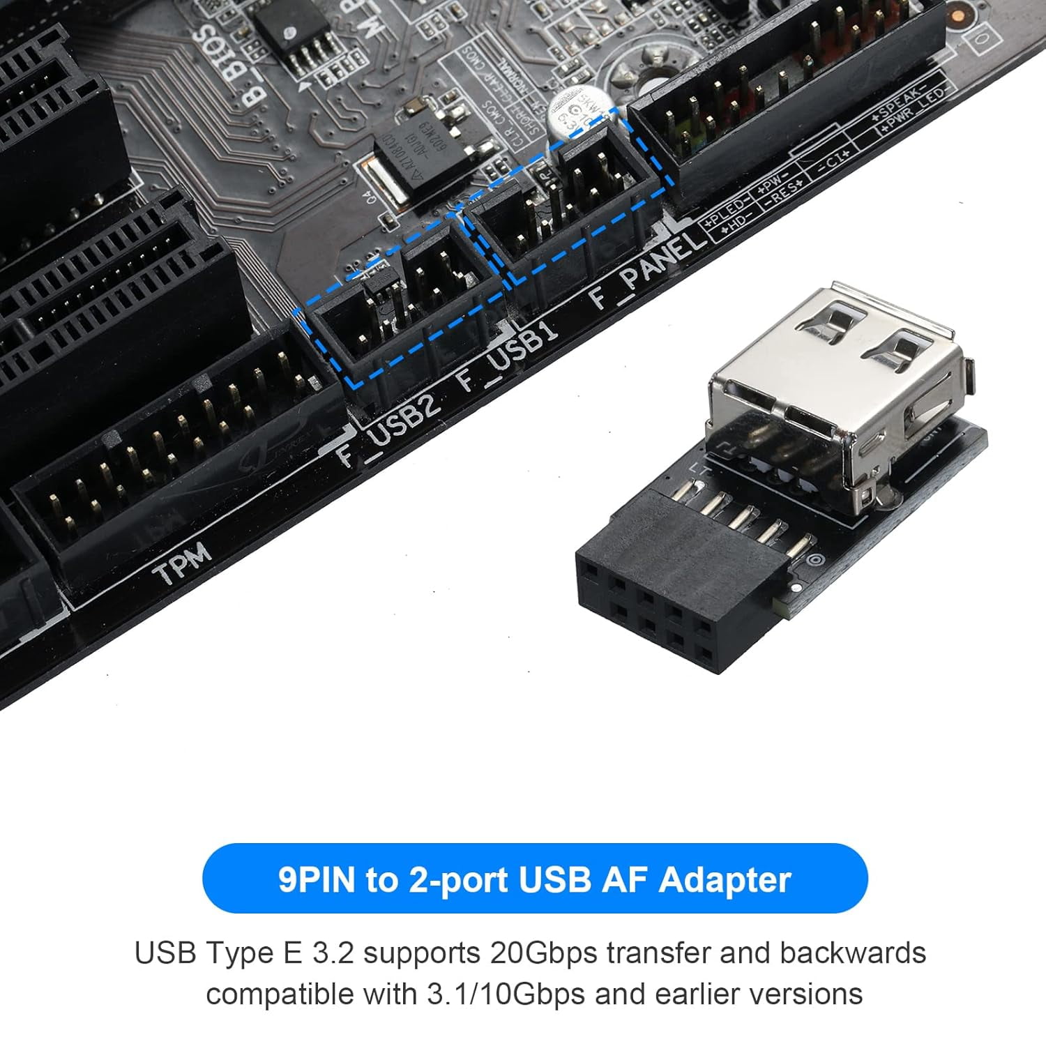 TRAHOO-USB 2.0 9Pin/10Pin Front Panel Header USB 9pin to Type A Adapter ...