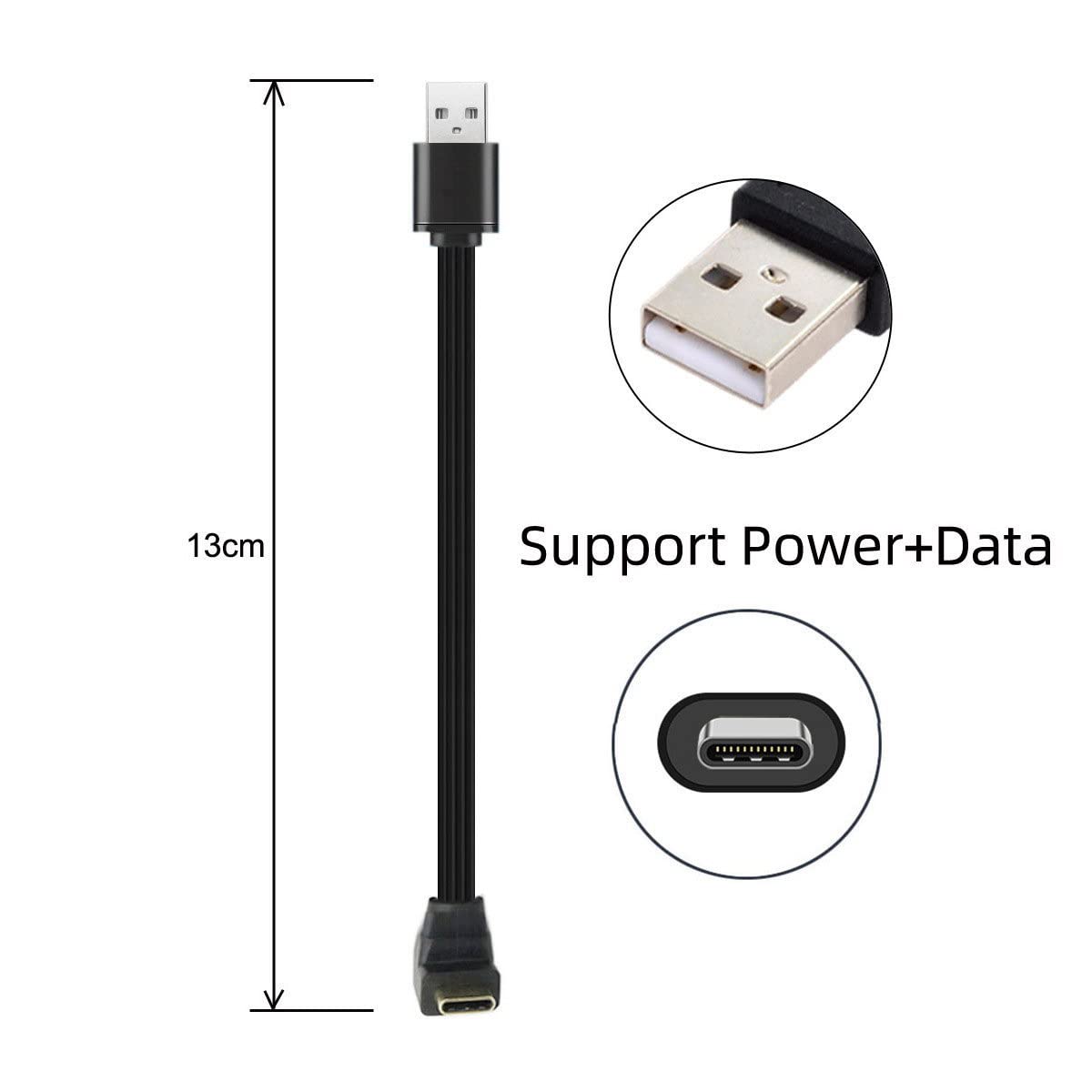 TRAHOO-USB 2.0 Male to USB-C Type-C Up Down Angled 90 Degree Data Flat ...