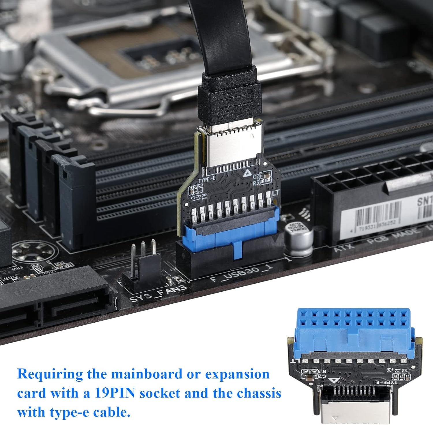 TRAHOO-USB 3.0 19PIN Header to Type-E Front A-Key Interface-Extend USB ...