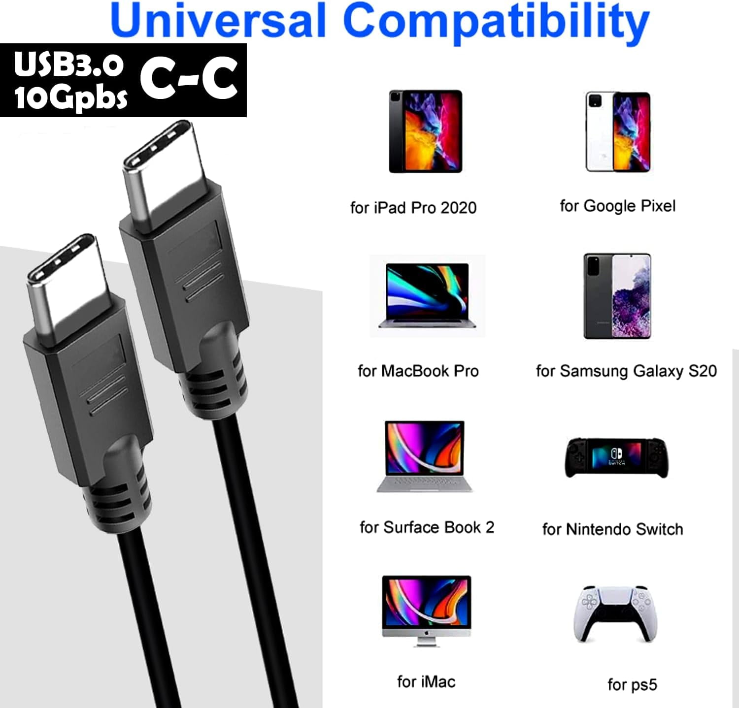 TRAHOO-USB 3.0 60FT(Type C Male to C Male) Extender, USB Extender Cable ...