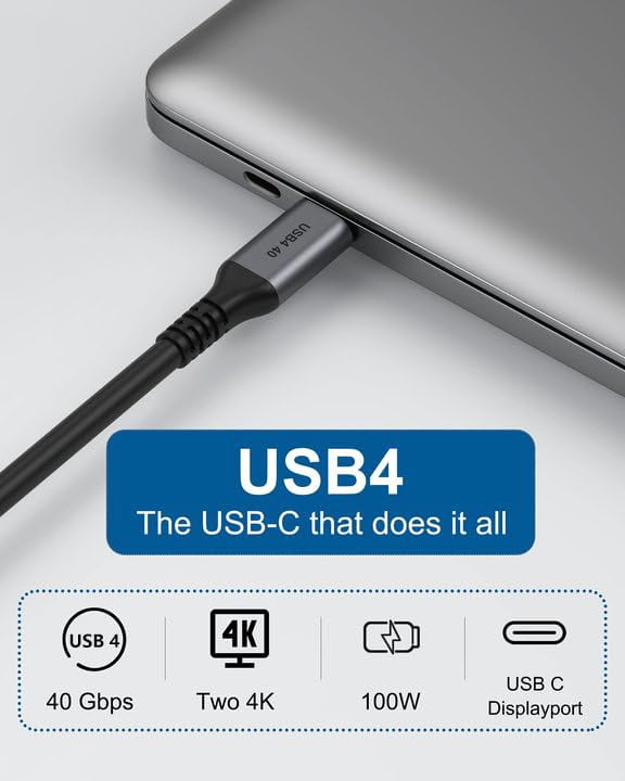 TRAHOO-USB 4 Cable 6Ft/1.8M, 40Gbps USB C Cable,USB C Monitor Cable for ...