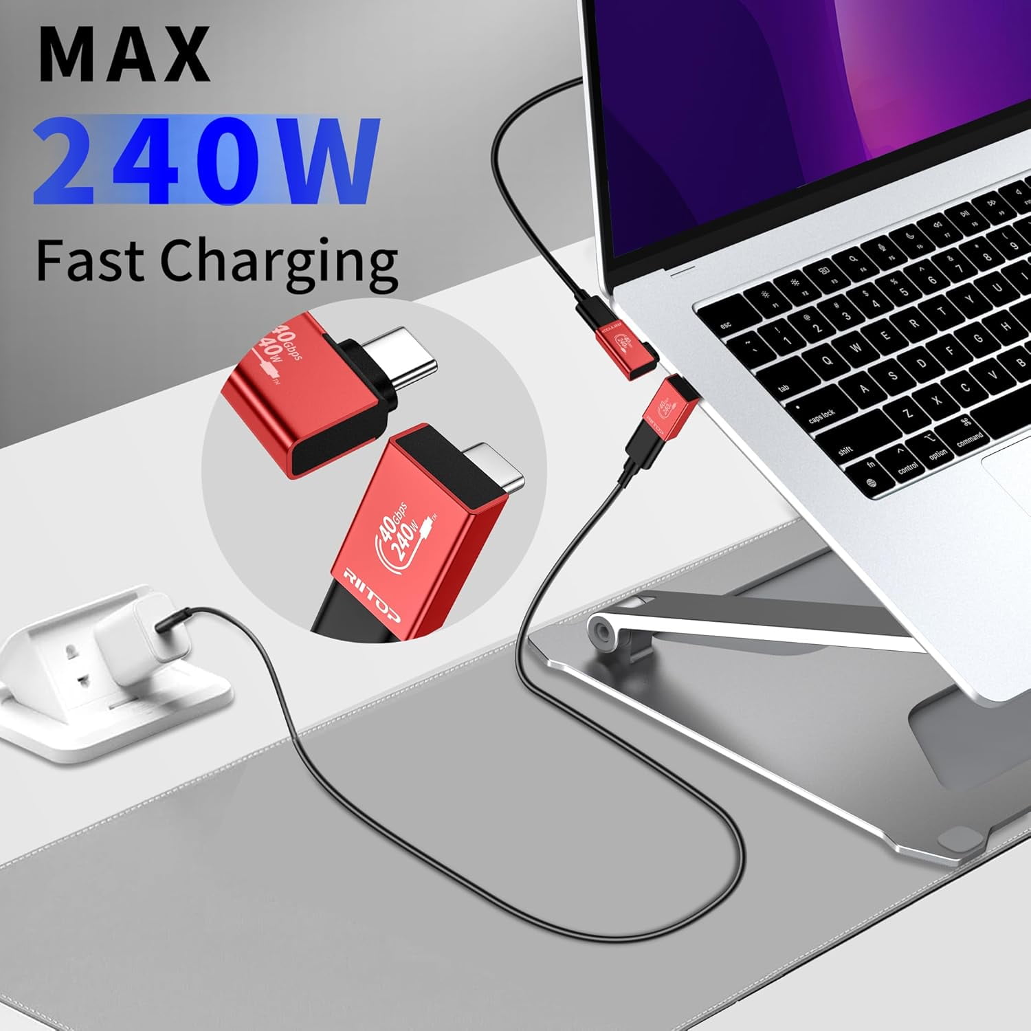 TRAHOO-USB 4 Extender 90 Degree Adapter USB C Right Angle Male to ...