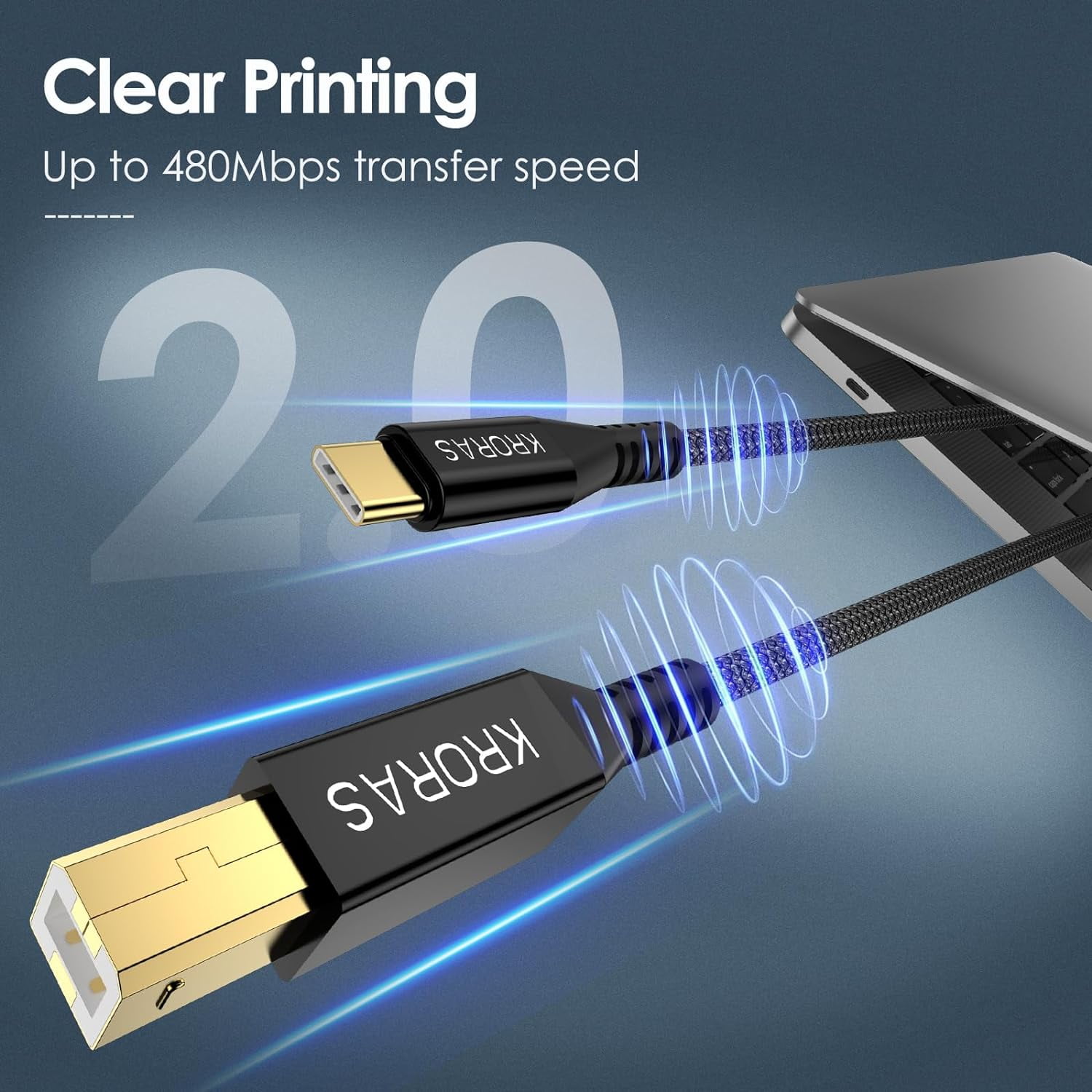 TRAHOO-USB B to USB C Printer Cable 10 Feet, USB C Printer Cable for ...