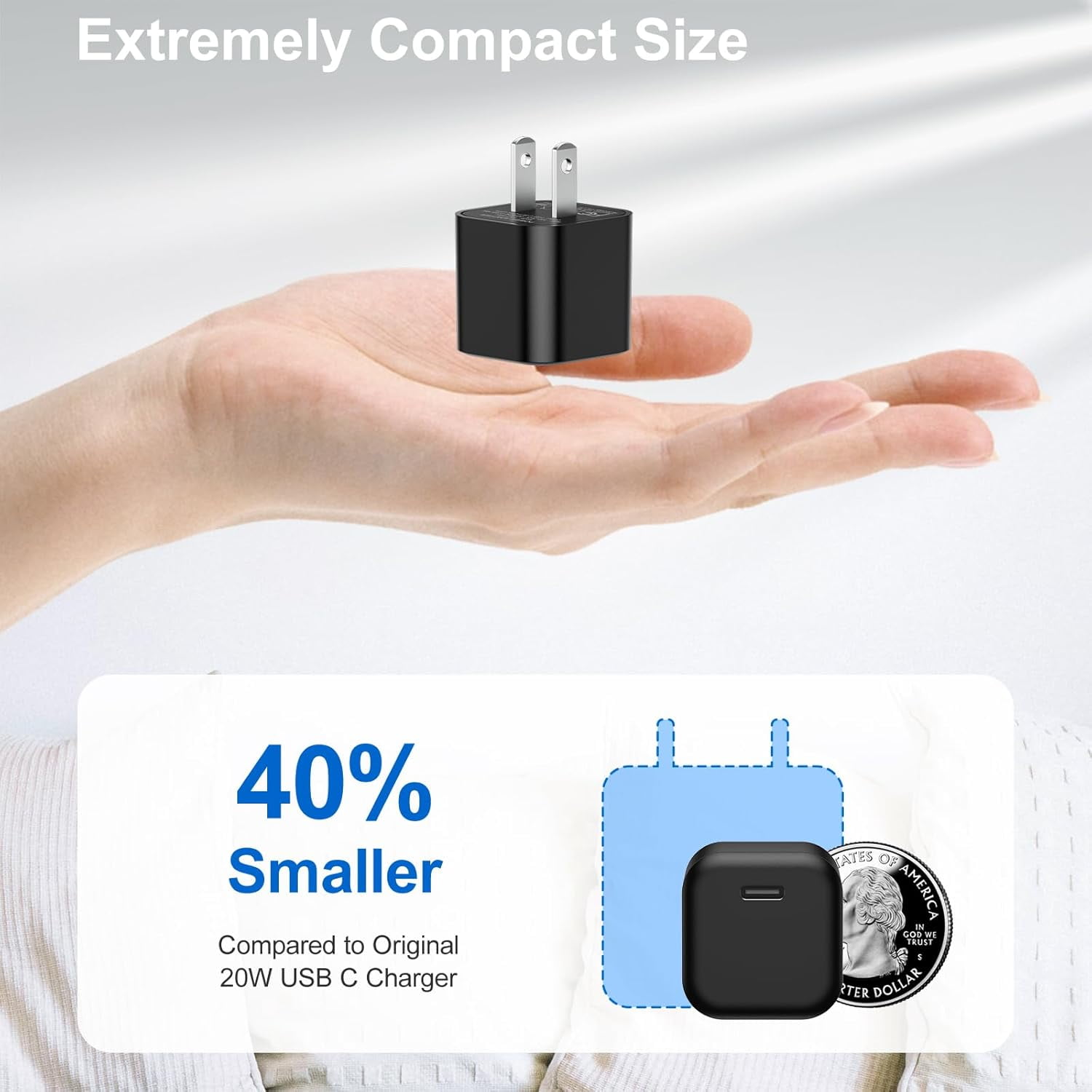TRAHOO-USB C Charger Cube, 2-Pack Mini Type C Fast Charging Blocks ...