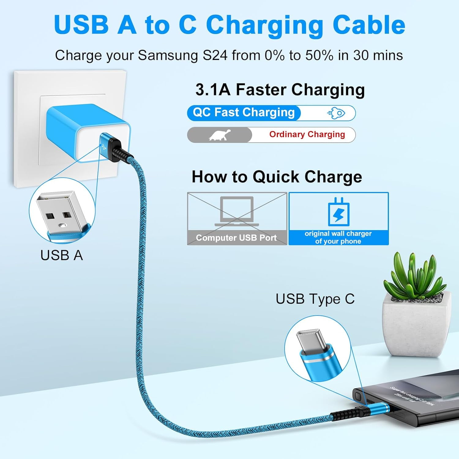 TRAHOO-USB C Charging Cable 10FT for iPhone 16 Pro Max/16 Plus/16 Pro ...