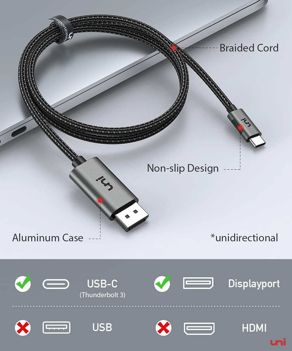 TRAHOO-USB C to Displayport Cable 4K 60HZ, 6ft - 2 Pack, Sturdy ...