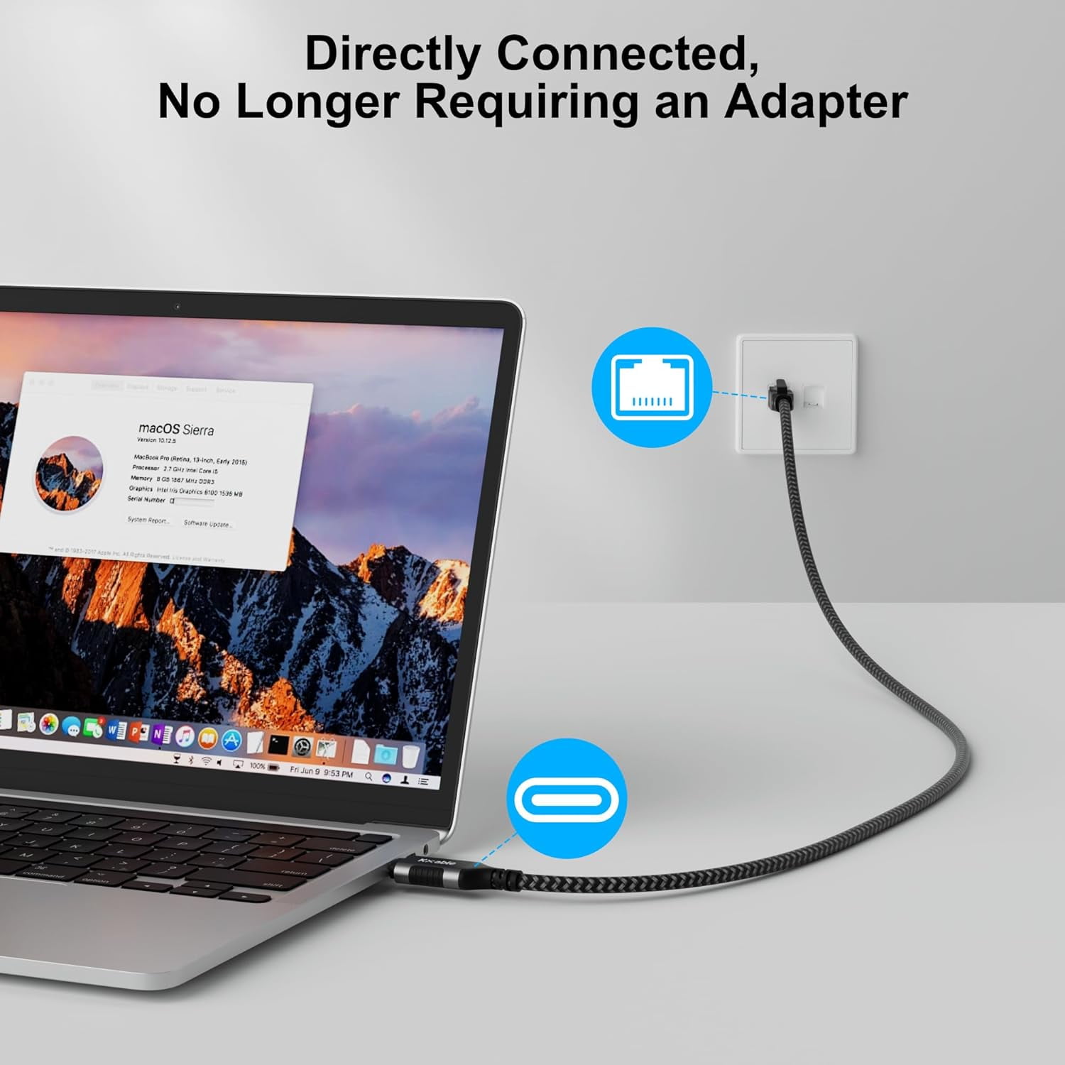 TRAHOO-USB C to Ethernet Cable 15FT, Type C to RJ45 Cord, Directly ...