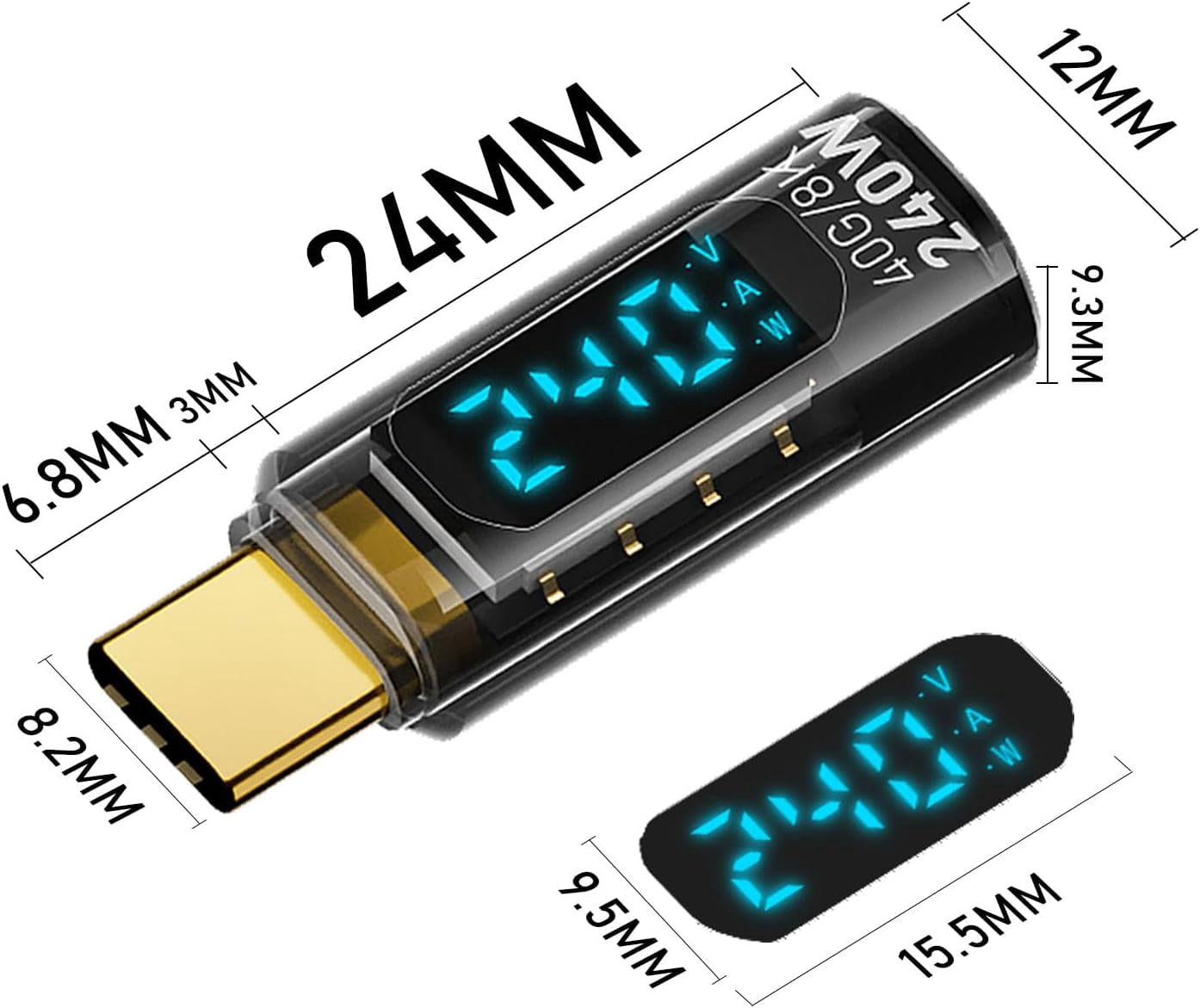 TRAHOO-USB C Extender (2Pack),240W USB C Female to USB C Male Extension ...