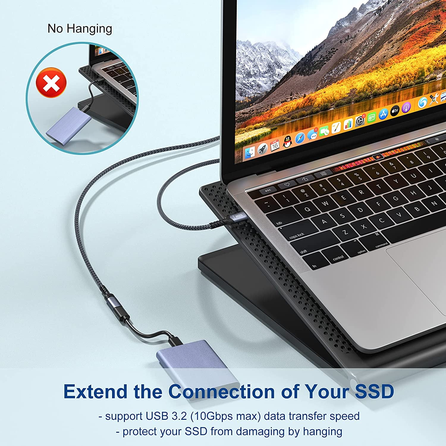 TRAHOO-USB C Extension Cable, 3ft USB C Male to Female Extender USB 3.2 ...