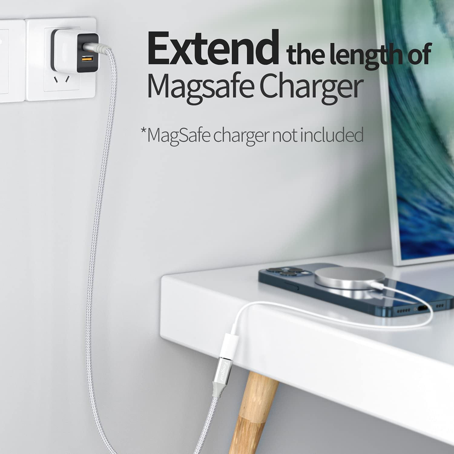 TRAHOO-USB C Extension Cable for Magsafe Charger : 2Pack 3ft Type C 2.0 ...