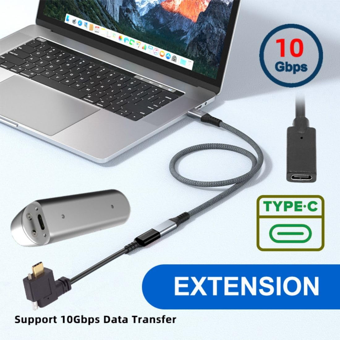TRAHOO-USB C Extension Cable USB 3.1 Gen 2 10Gbps Male to Female Fast ...
