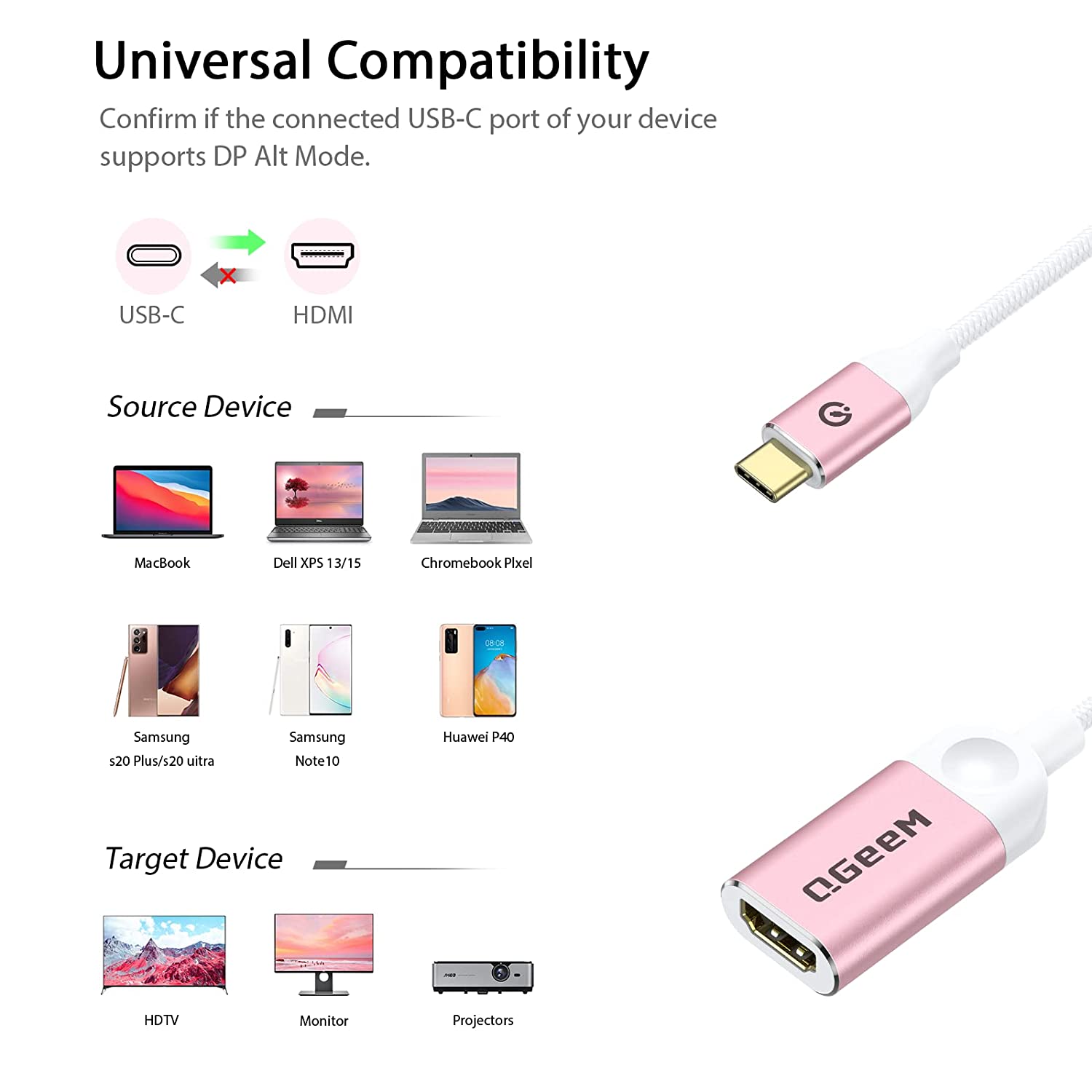 TRAHOO-USB C to HDMI Adapter 4K Cable, Type-C to HDMI Adapter for ...