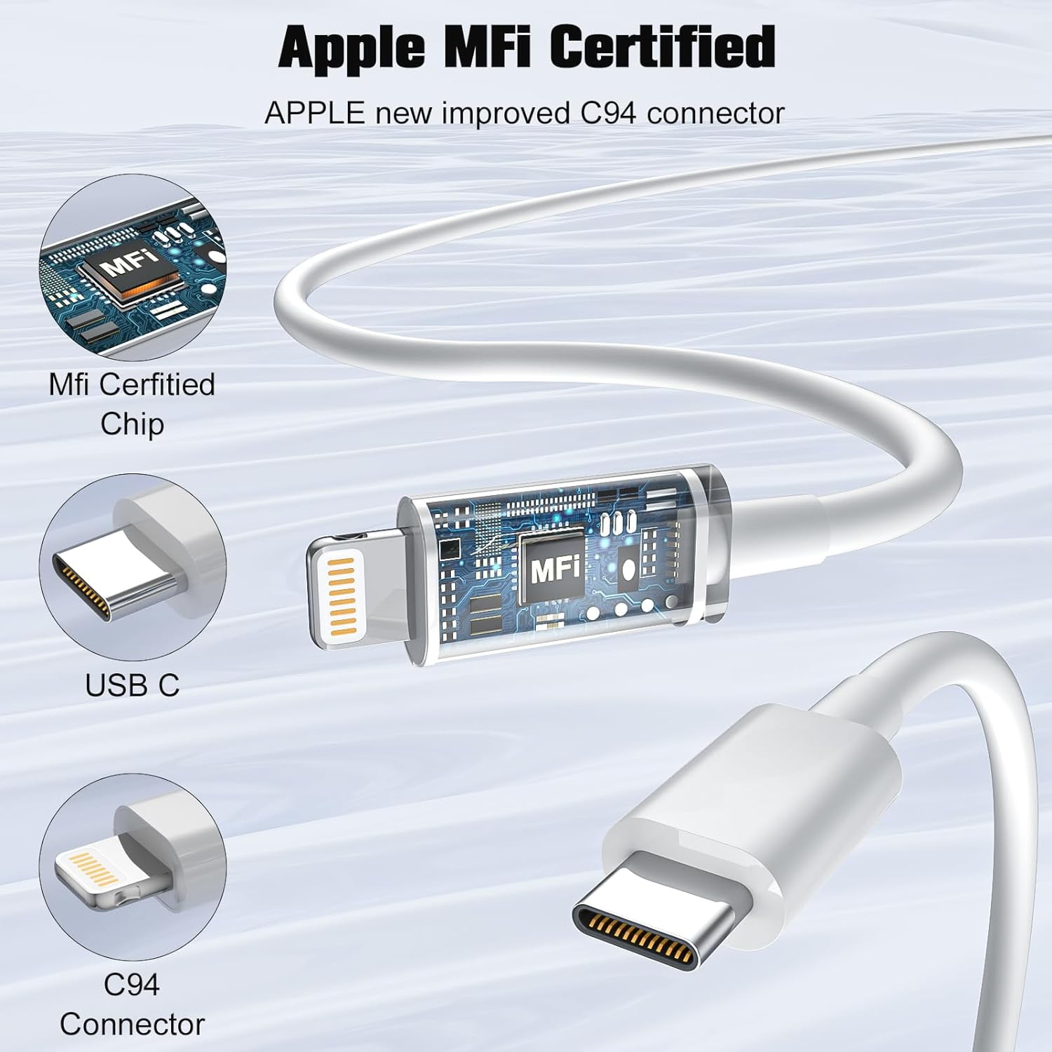 TRAHOO-USB C to Lightning Cable 2Pack 6FT iPhone Charger Apple MFi ...