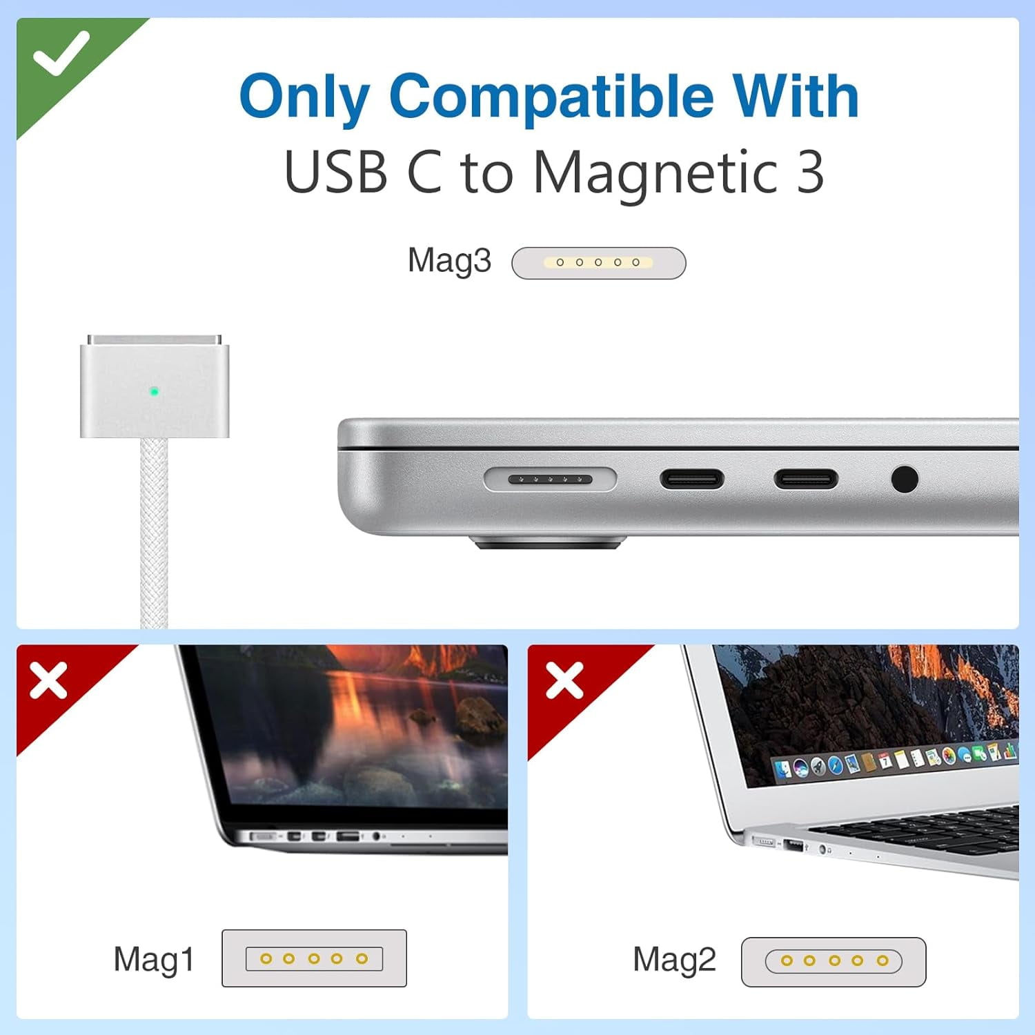 TRAHOO-USB-C to Magnetic 3 Cable, 140W Magnetic Safe Charging Cable ...