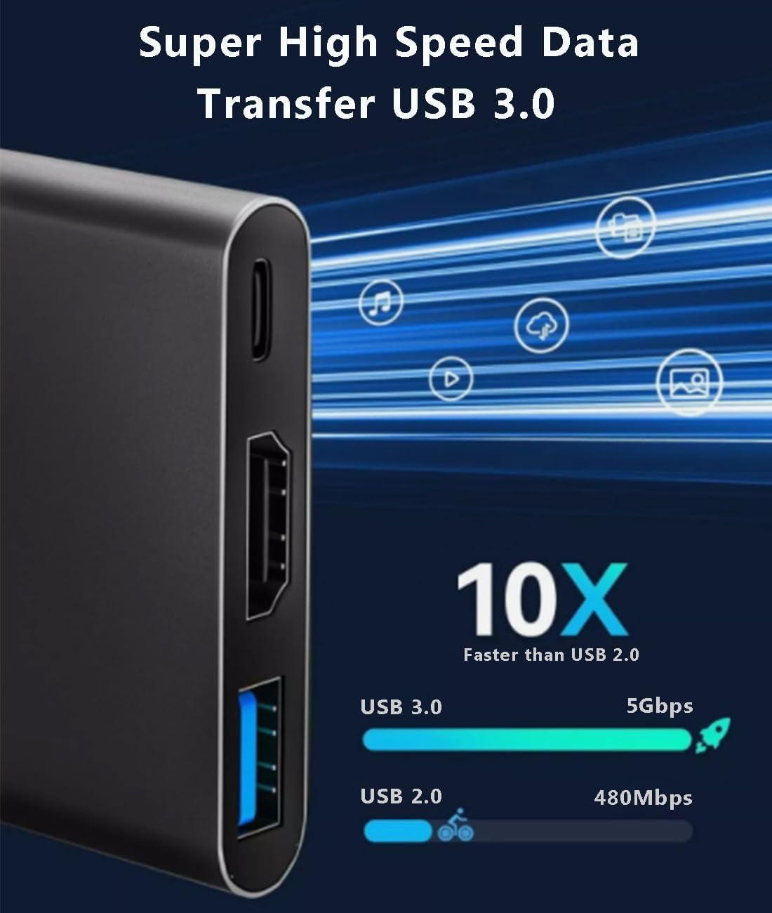 TRAHOO-USB C Multiport AV Converter with 4K HDMI, 3 in 1 USB C to HDMI Adapter with PD Charging ...