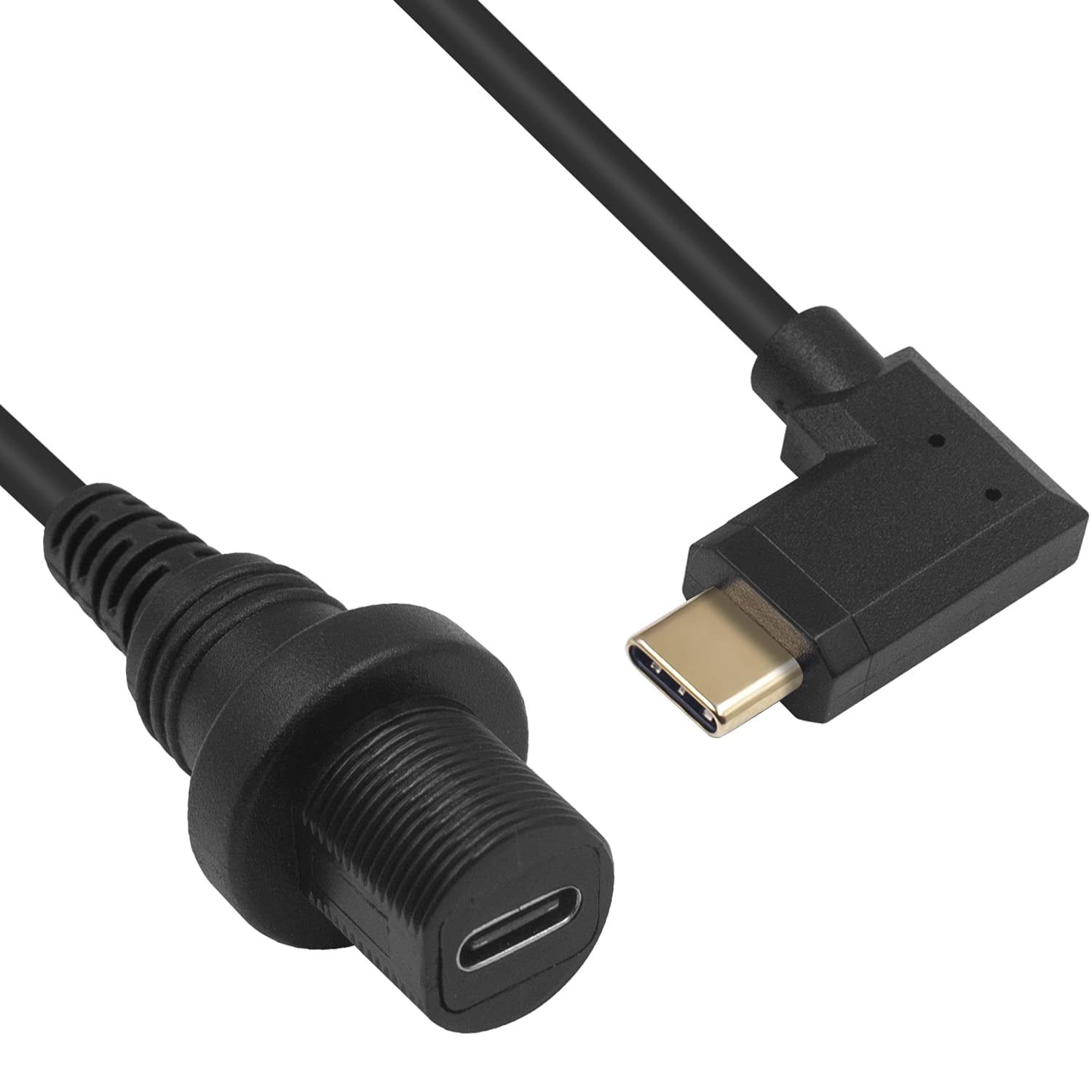 TRAHOO-USB C Panel Mount Cable, 90 degree gold plated USB C male to ...