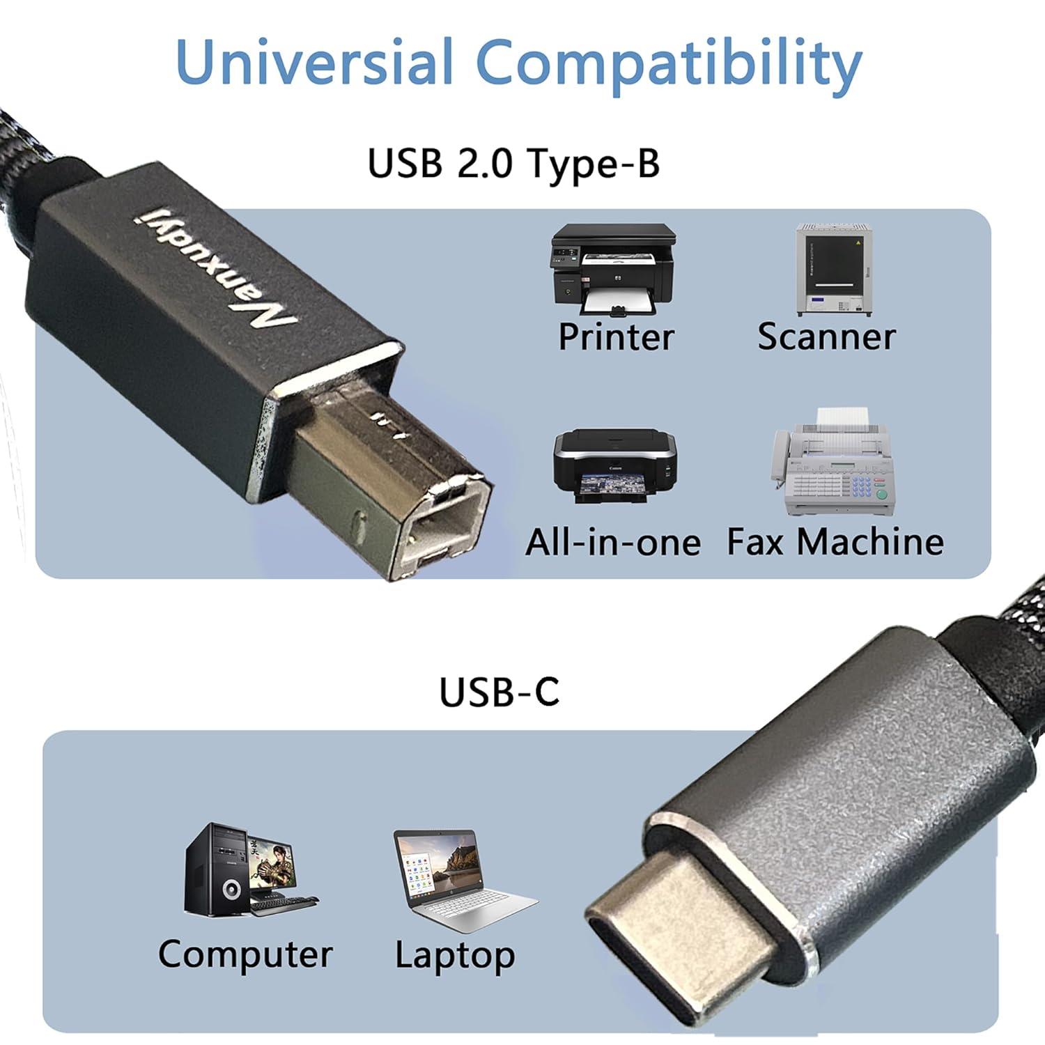 TRAHOO-USB C Printer Cable 6FT, USB B Male to USB C Cord Compatible ...