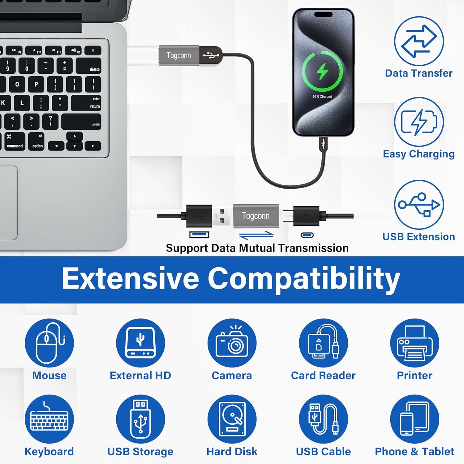 TRAHOO-USB C to USB 3.0 Adapter (4 Pack),USB Type-C (Female) to USB A ...