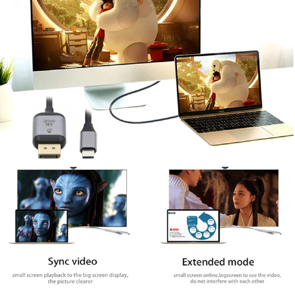 TRAHOO-USB-C USB 3.1 Type C Source to DisplayPort DP Displays Male 4K ...