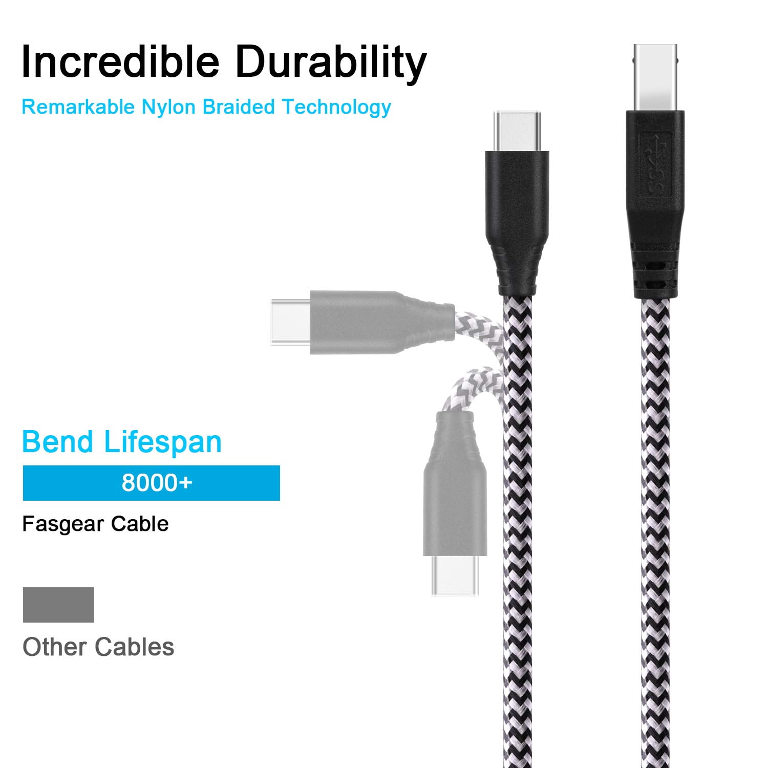 TRAHOO-USB C to USB B 3.0 Cable 6ft: USB 3.0 Type C to Type B Printer ...