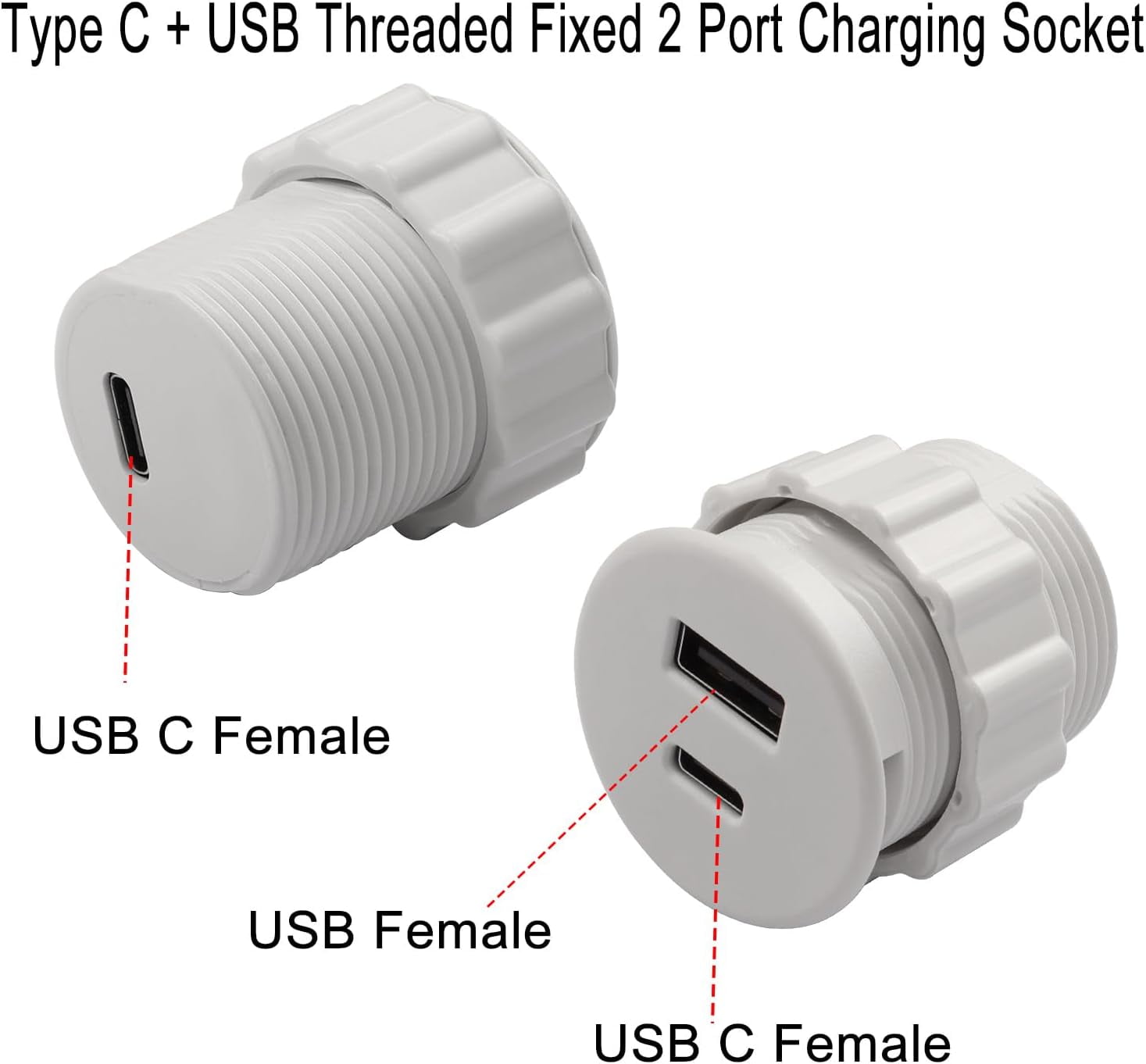 TRAHOO-USB C & USB Embedded Mount Quick Charging Connector 15W Type C ...