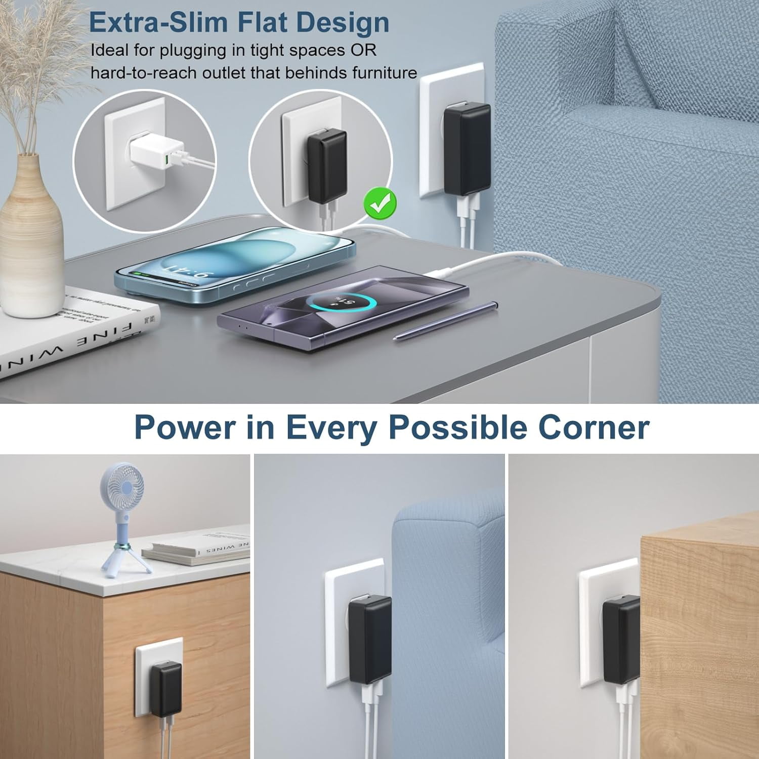 TRAHOO-USB C Wall Charger Block, 2Pack 40W 4-Port C Charger Fast ...
