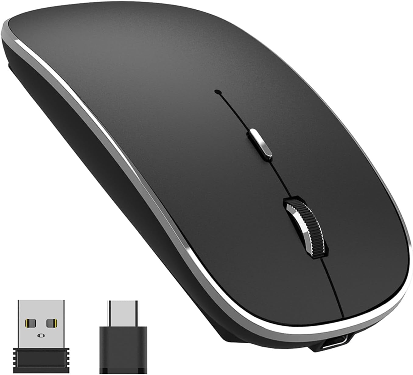 TRAHOO-USB C Wireless Mouse, Chargeable 2.4G Type C Mouse, Dual Mode with Nano USB and Type C ...