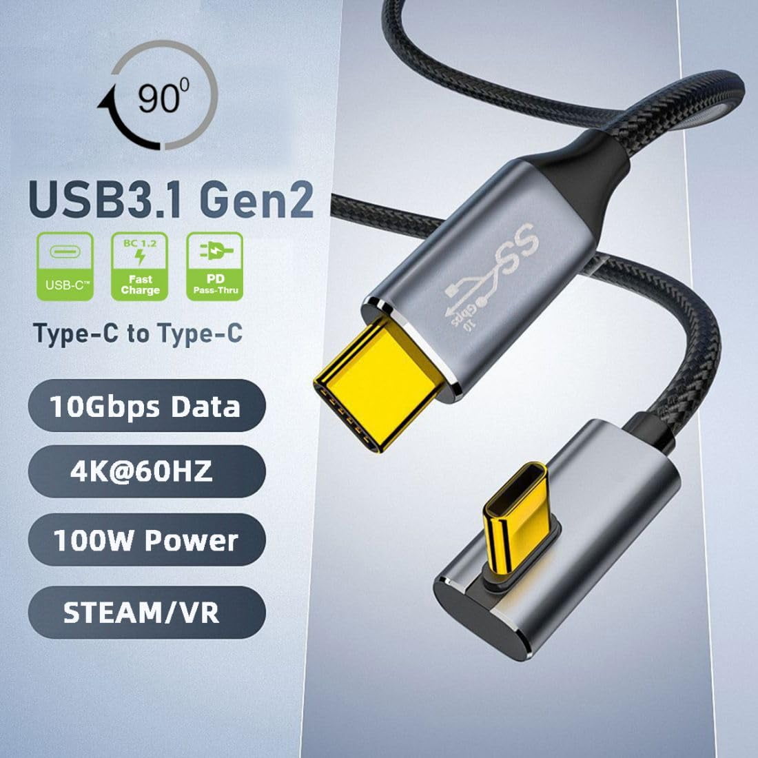 TRAHOO-USB C to C Cable USB 3.1 Type C 10Gbps 100W Data Extension Cable ...