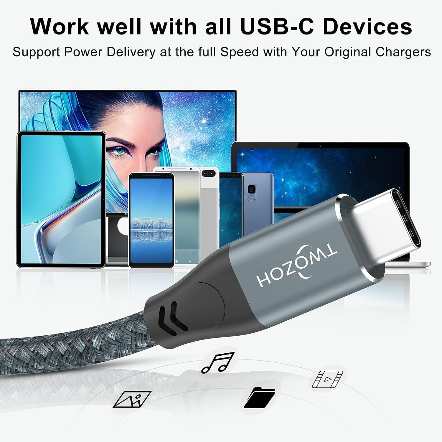 TRAHOO-USB C to USB C 3.2 Gen 2 Cable 20Gbps Data Transfer 100W PD Fast ...