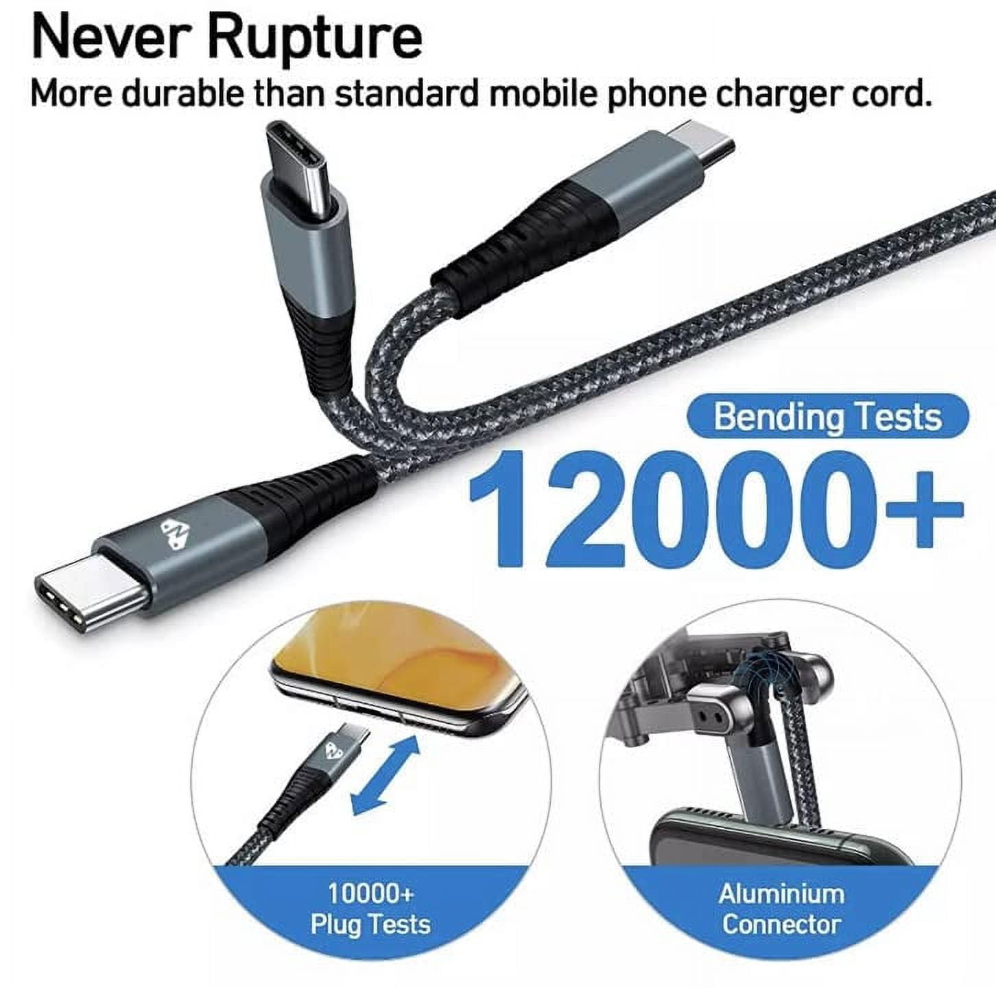TRAHOO-USB C to USB C Grey Braided Nylon Cable 60W Type C Fast Charging ...