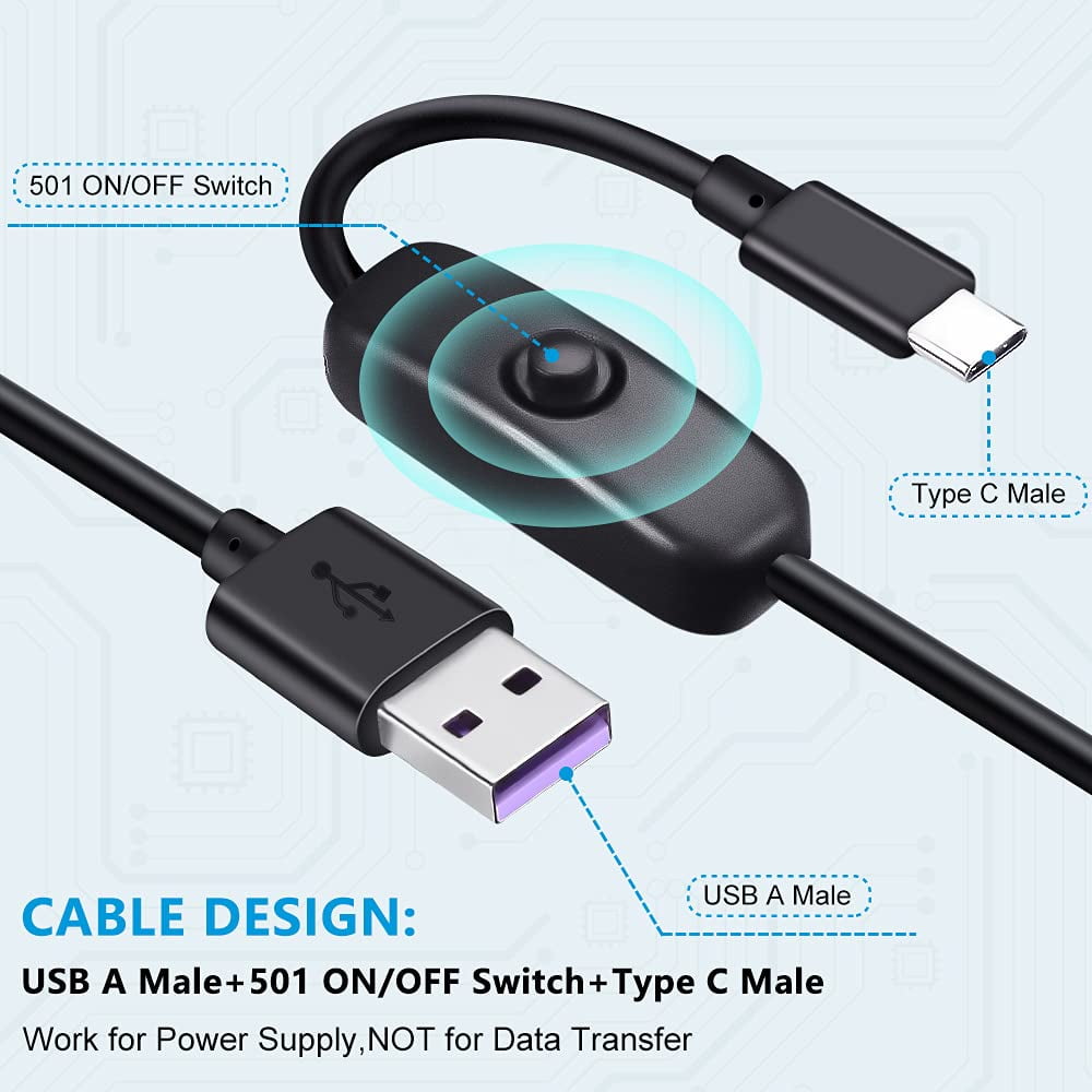 TRAHOO-USB Charging Switch Cable, USB A to USB C,USB Type C Fast Charge ...
