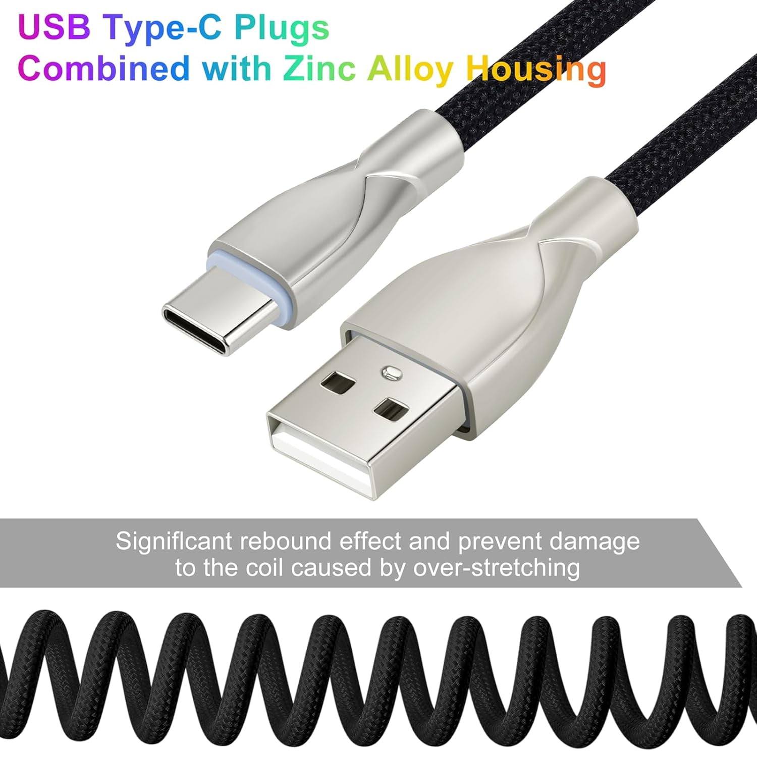 TRAHOO-USB Type C Keyboard Coiled Cable, USB C to USB A Cable for ...