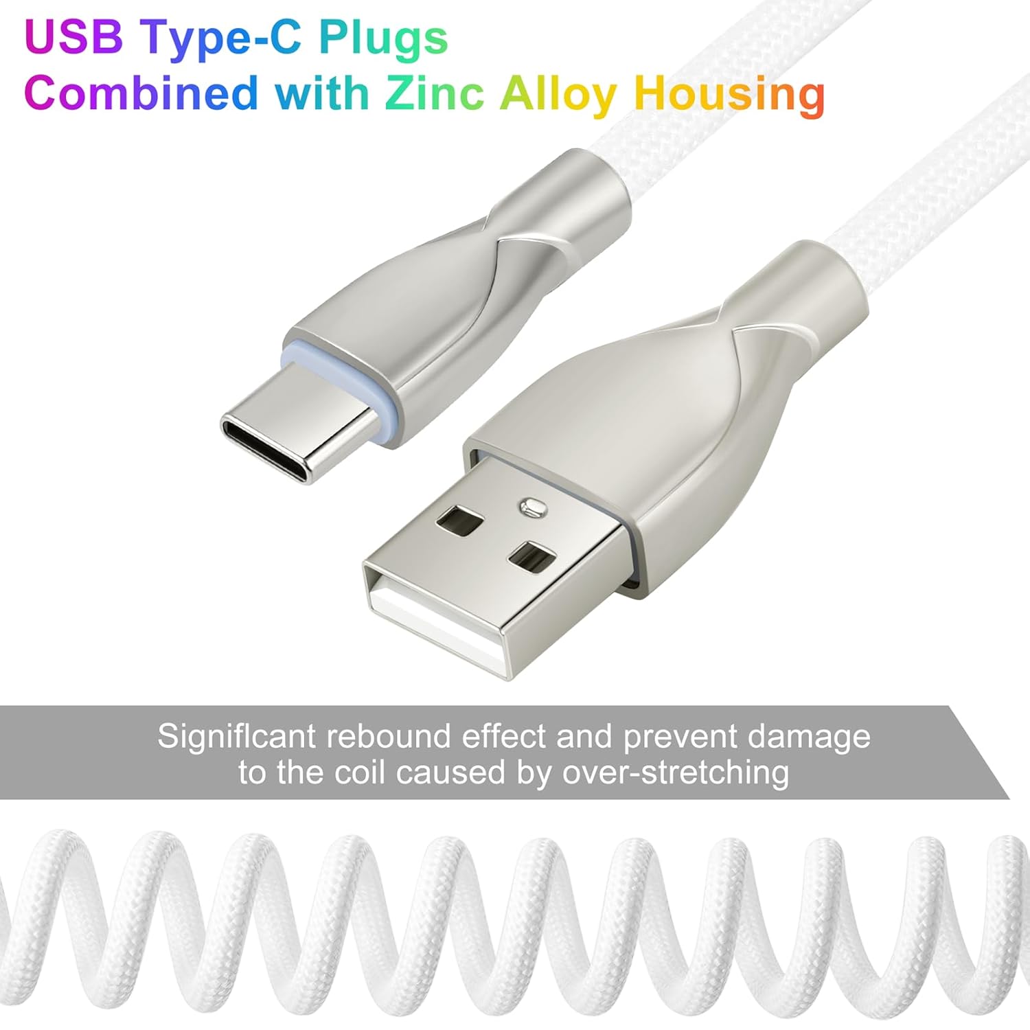 TRAHOO-USB Type C Keyboard Coiled Cable, USB C to USB A Cable for ...