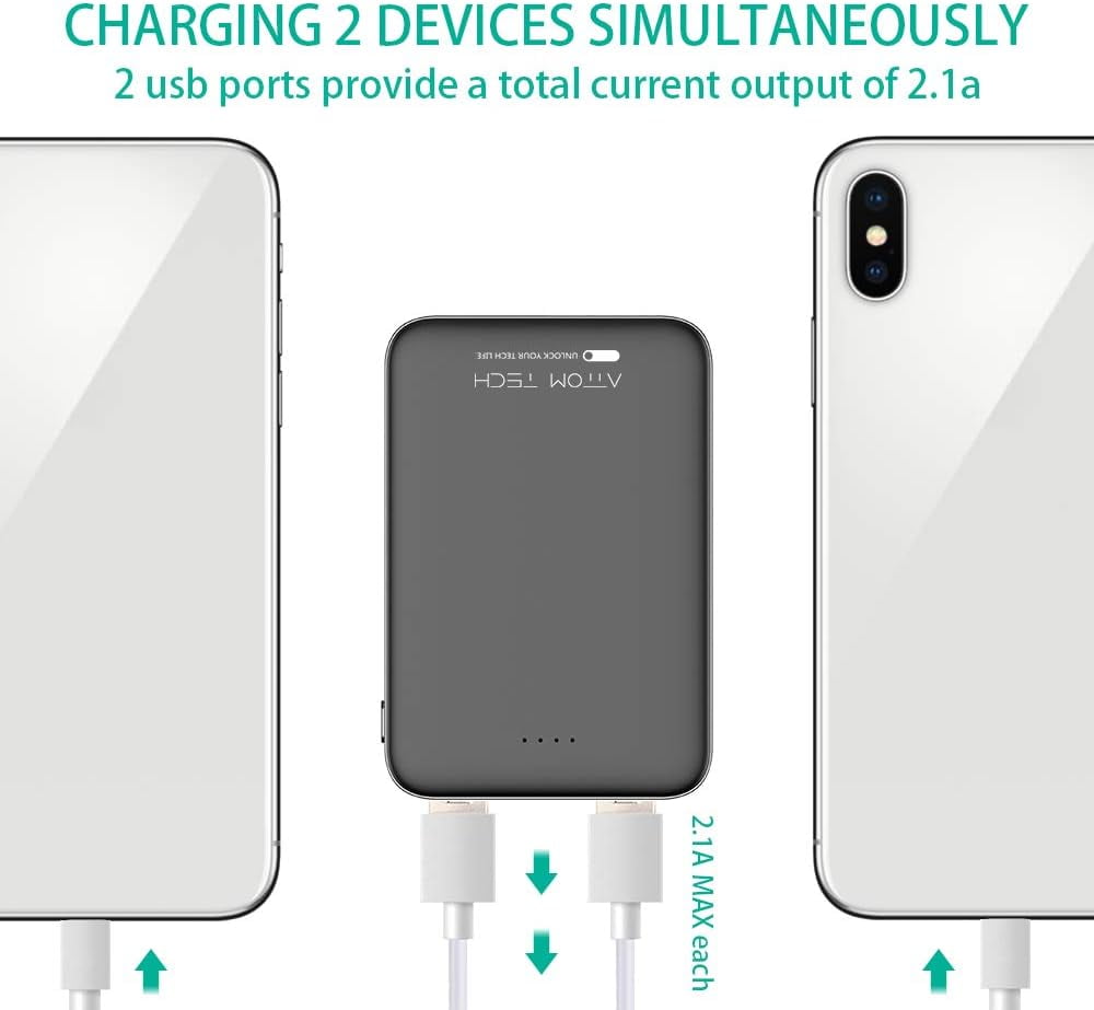 TRAHOO-Ultra Compact 5000-mah Dual USB Outputs Super Slim Power Bank ...