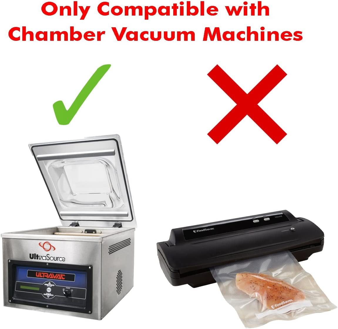 TRAHOO-UltraSource - 3-Mil Chamber Machine Pouches, 8 x 12 inches, Pack ...