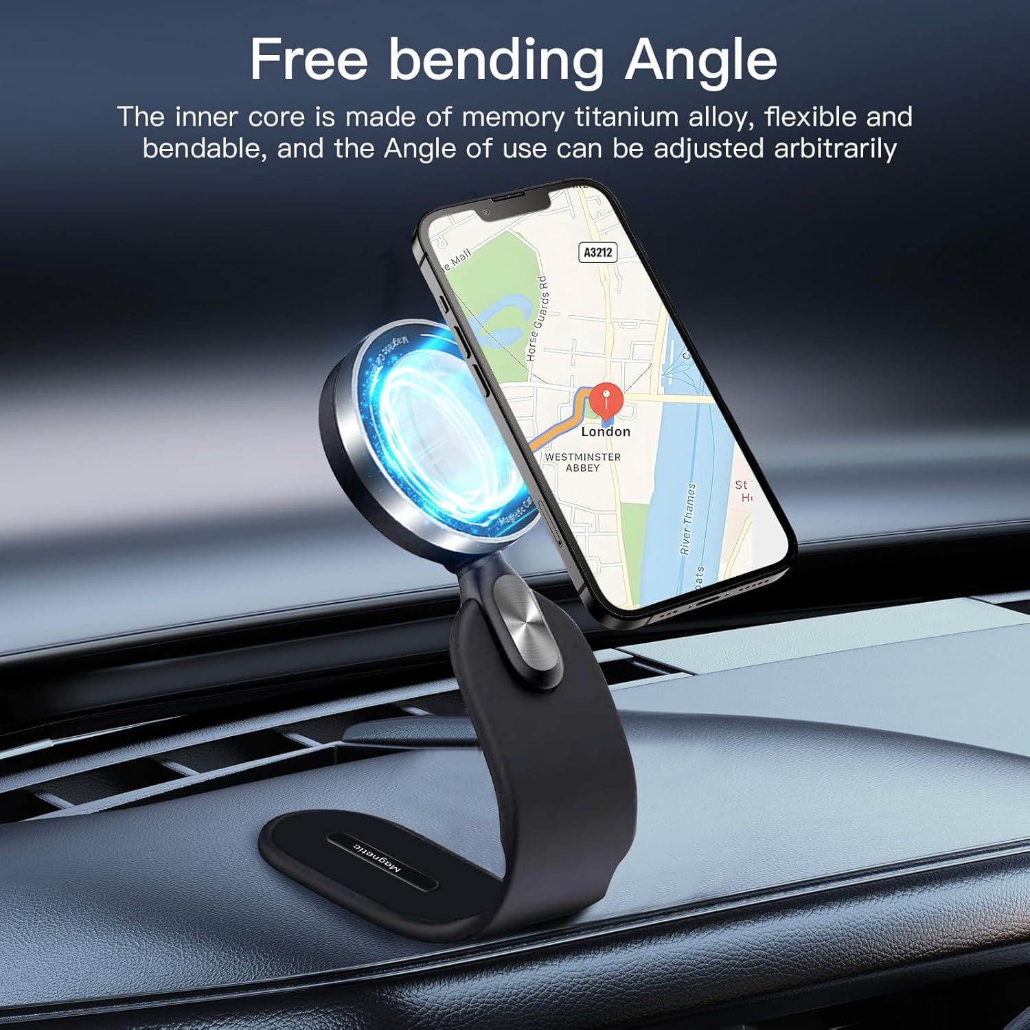TRAHOO-Universal Dashboard Curved Magnetic Phone Car Mount Holder ...